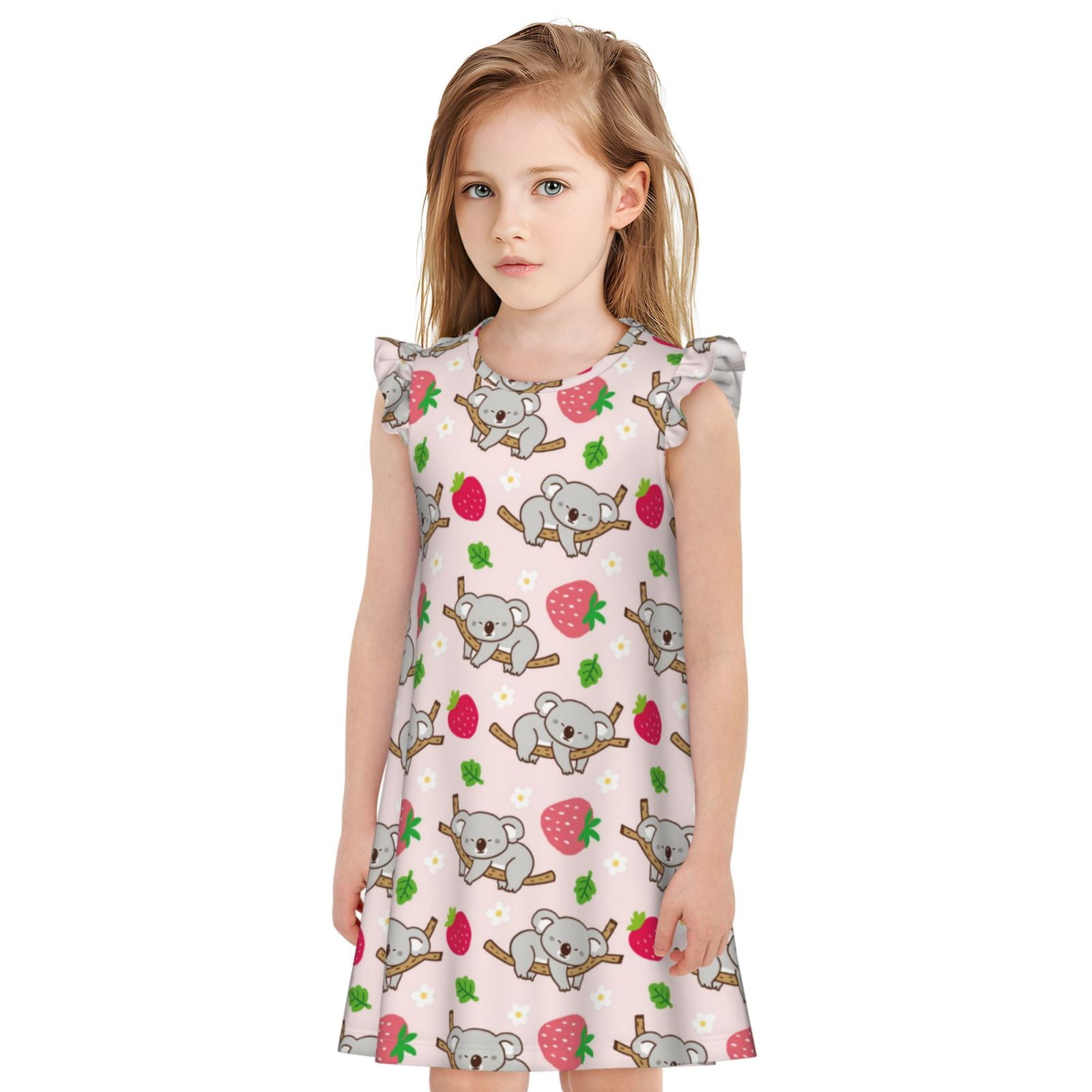 Fuzoiu Cartoon Koala Bear Print Girls' Nightgowns Pajamas Dress,Girls ...