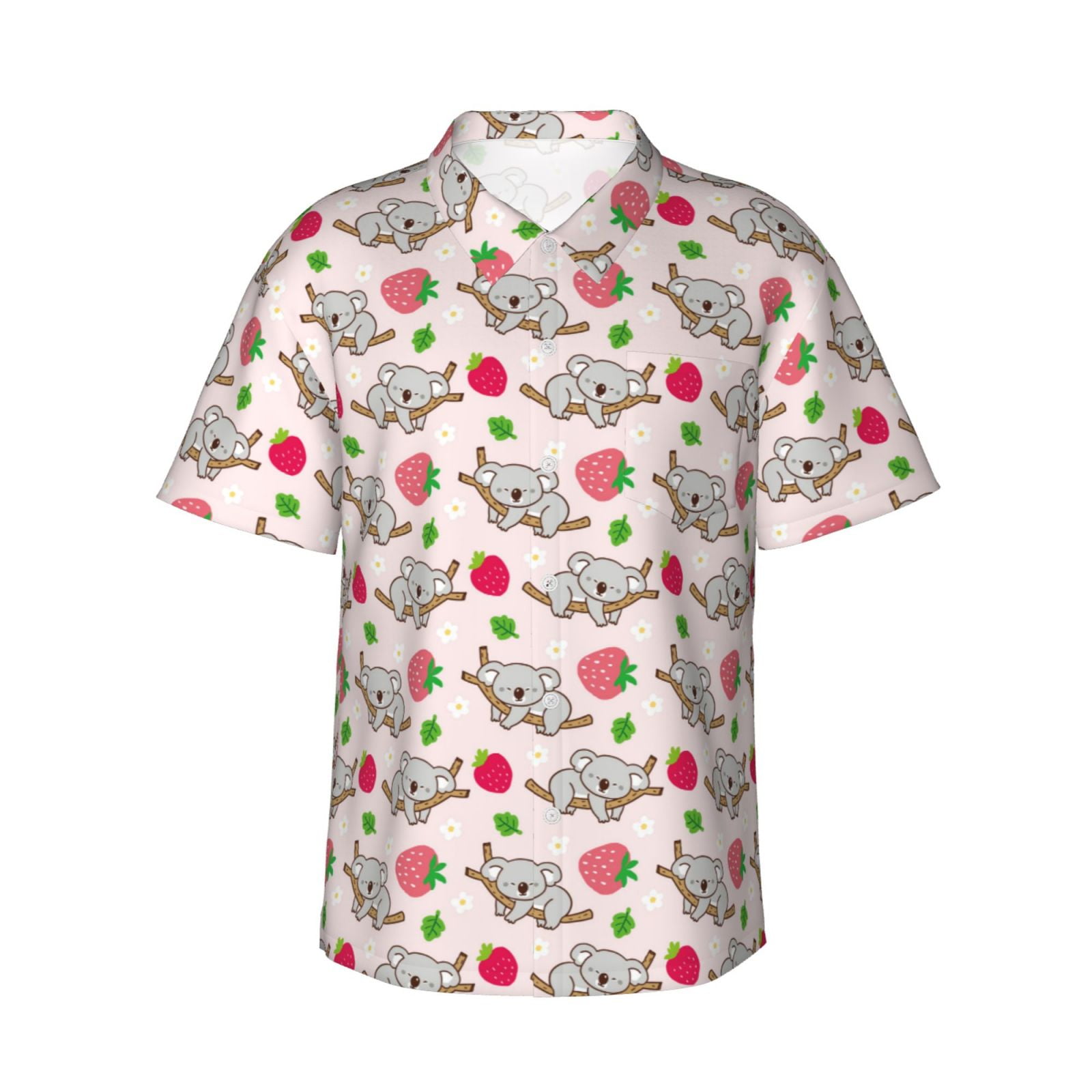 Fuzoiu Cartoon Koala Bear Print Hawaiian Shirt for Men, Summer Beach ...