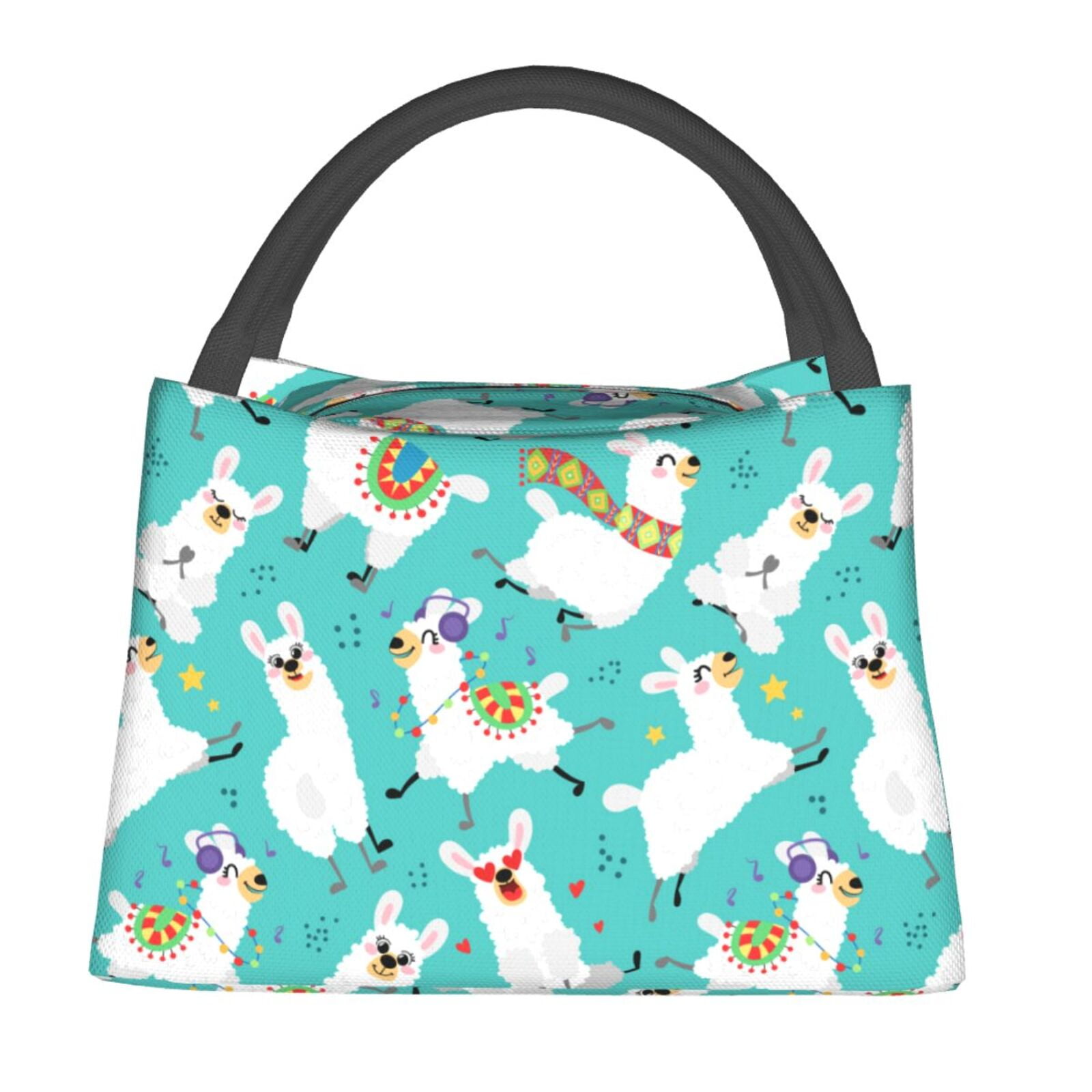 Fuzoiu Cartoon Llamas Print Portable Insulation Lunch Bag,Large Lunch ...