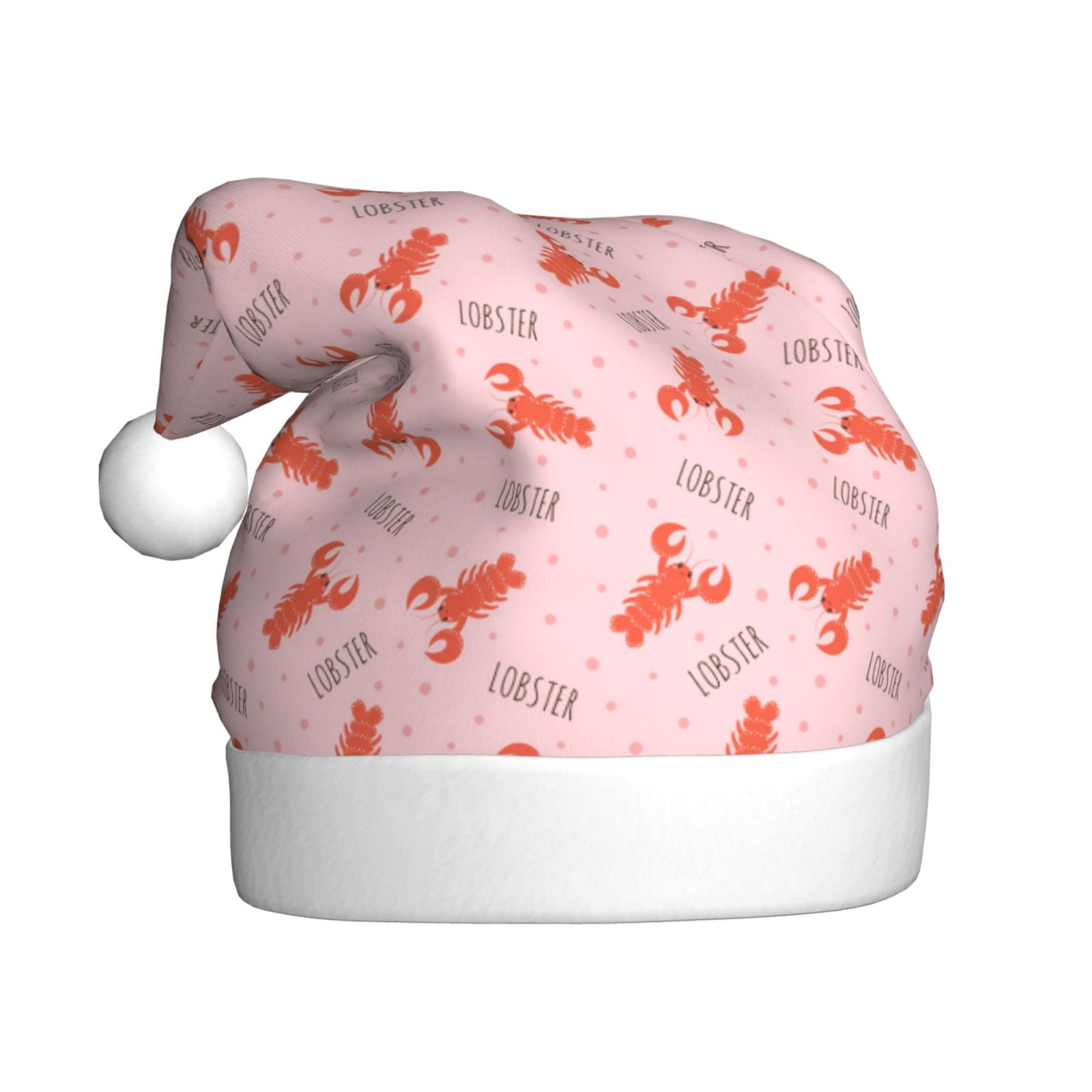 Fuzoiu Cartoon Lobsters 3 Print Santa Hat Christmas Hat for Adults ...