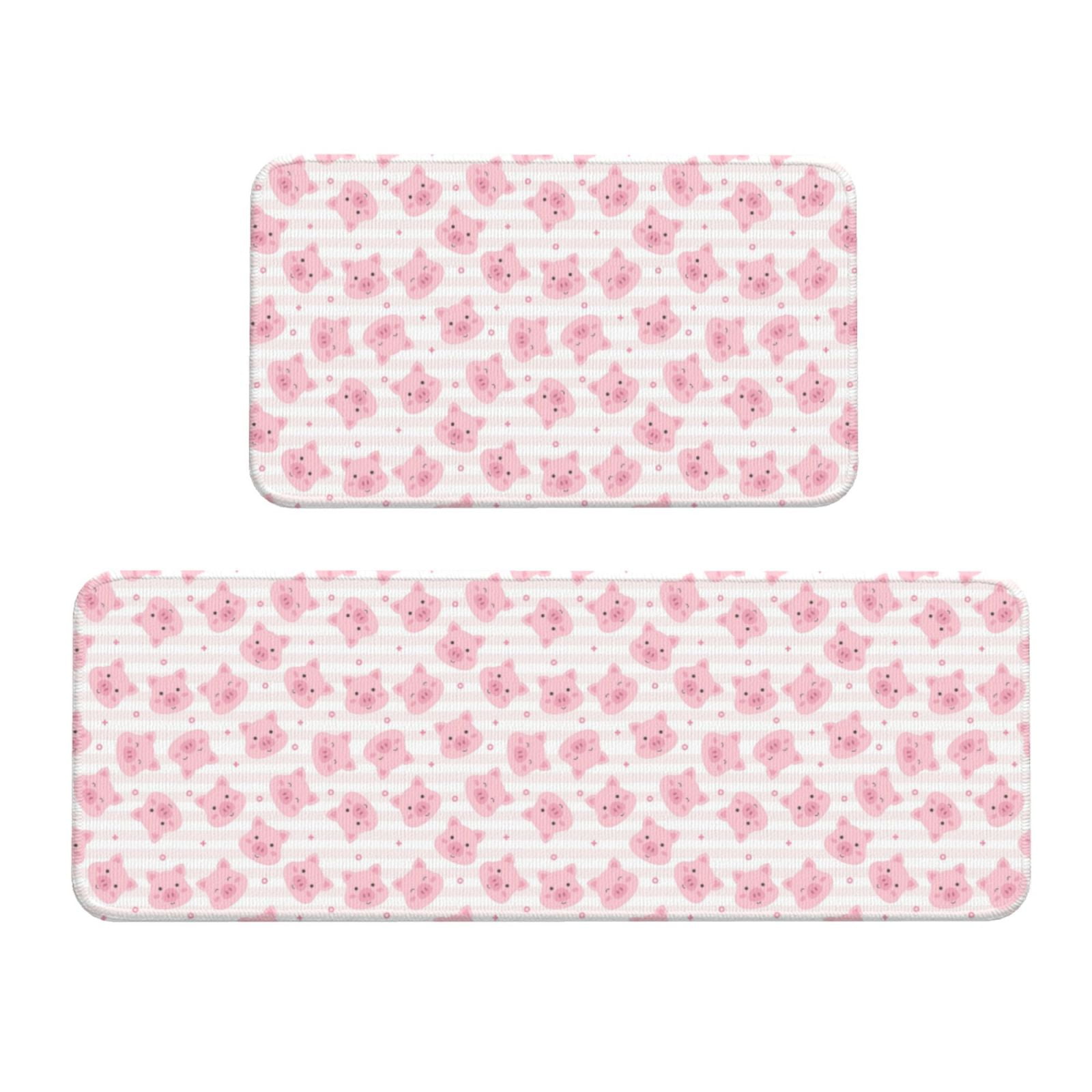 Fuzoiu Cartoon Pig Print Kitchen Floor Mat 2 Sets,Kitchen Rugs and Mats ...