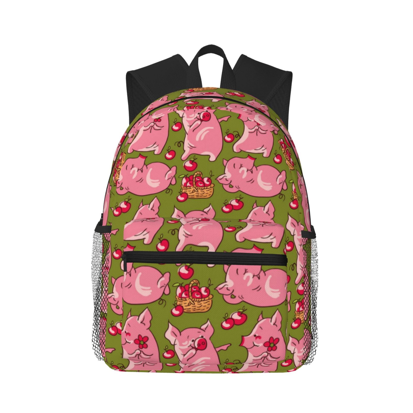 Fuzoiu Cartoon Pigs Print School Backpack for Teens,Large Bookbag ...