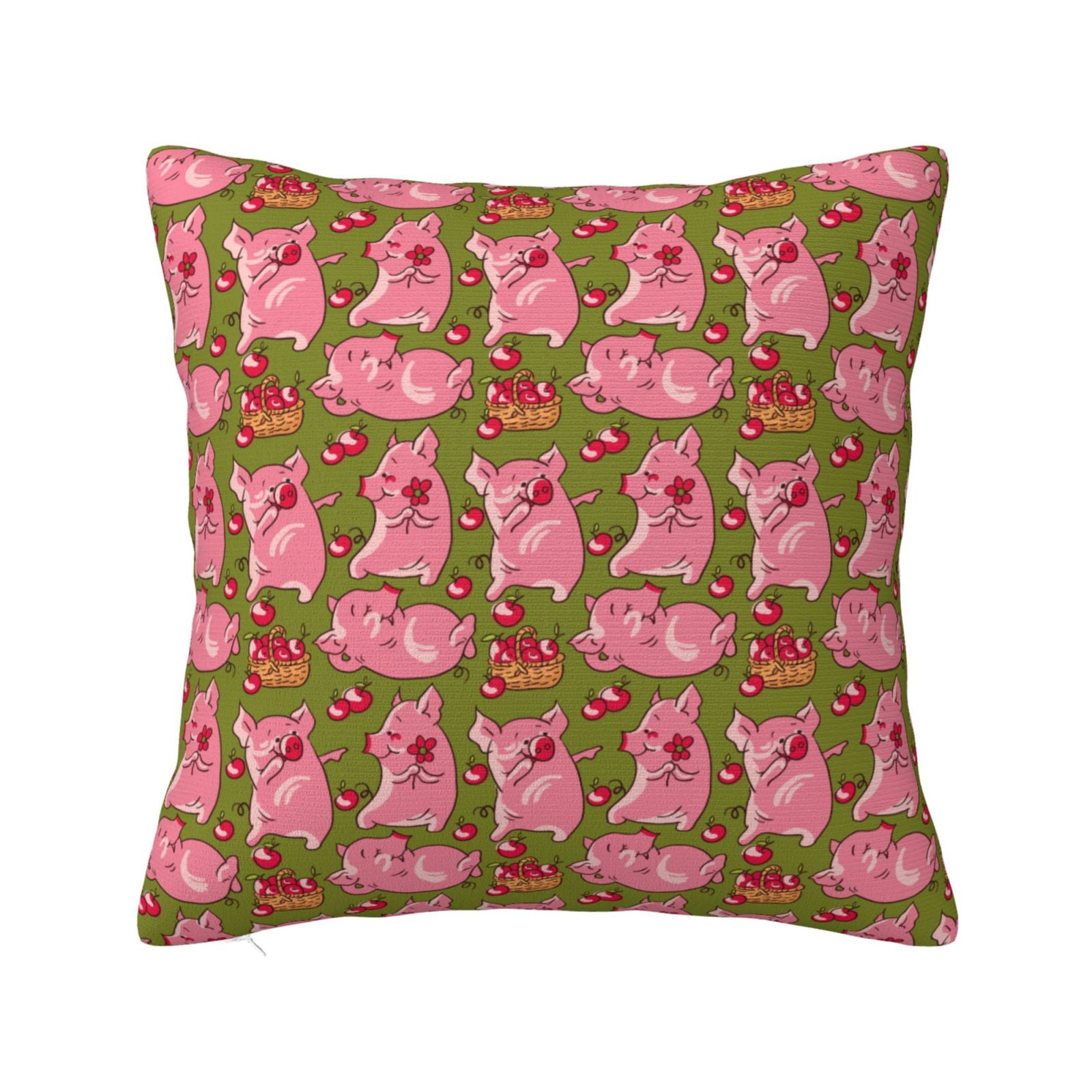 Fuzoiu Cartoon Pigs Print Square Pillow Cover,Hidden Zipper Design ...