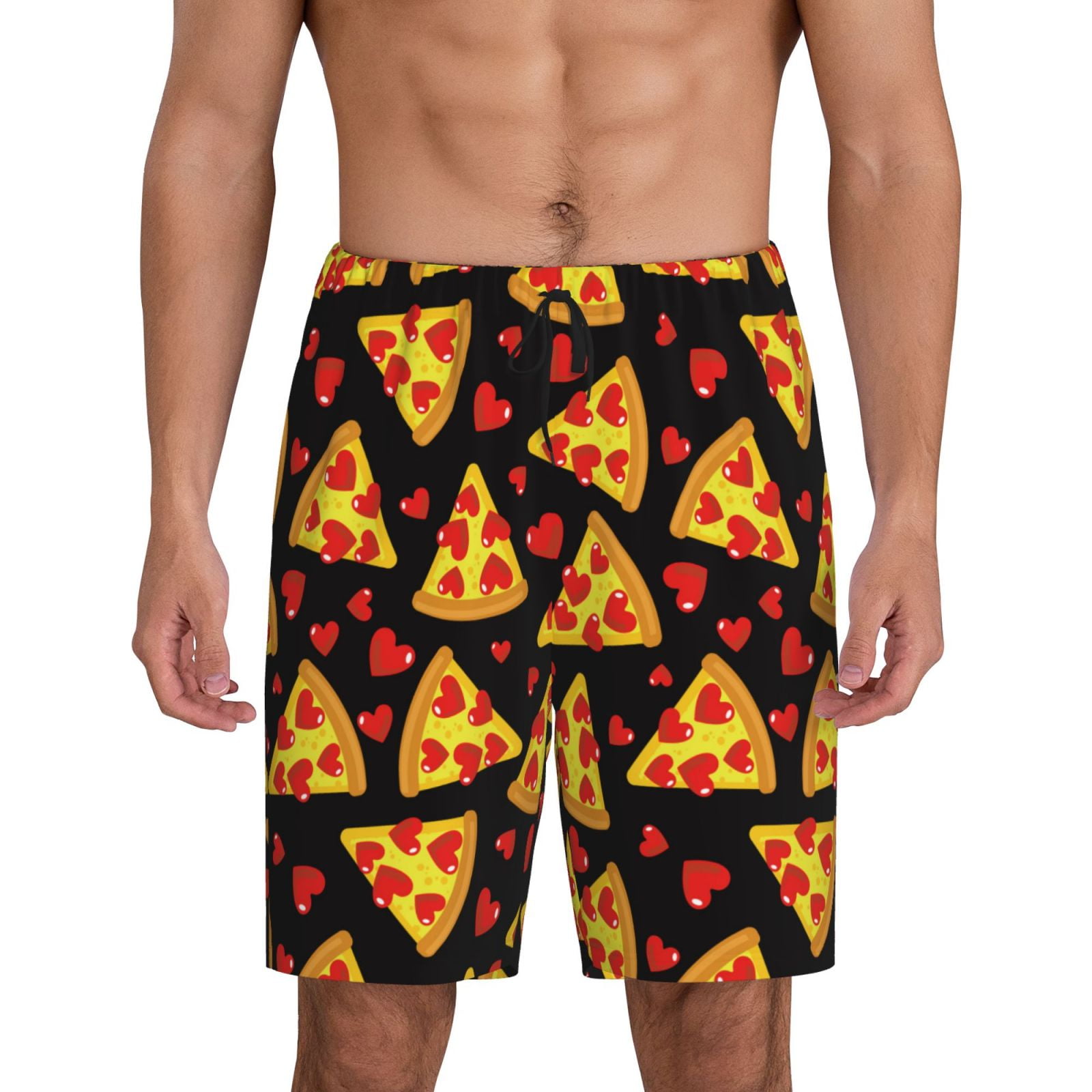 Fuzoiu Cartoon Pizza Print Pajama Shorts for Men, Men's Pajama Bottoms,Mens Lounge Sleepwear ...