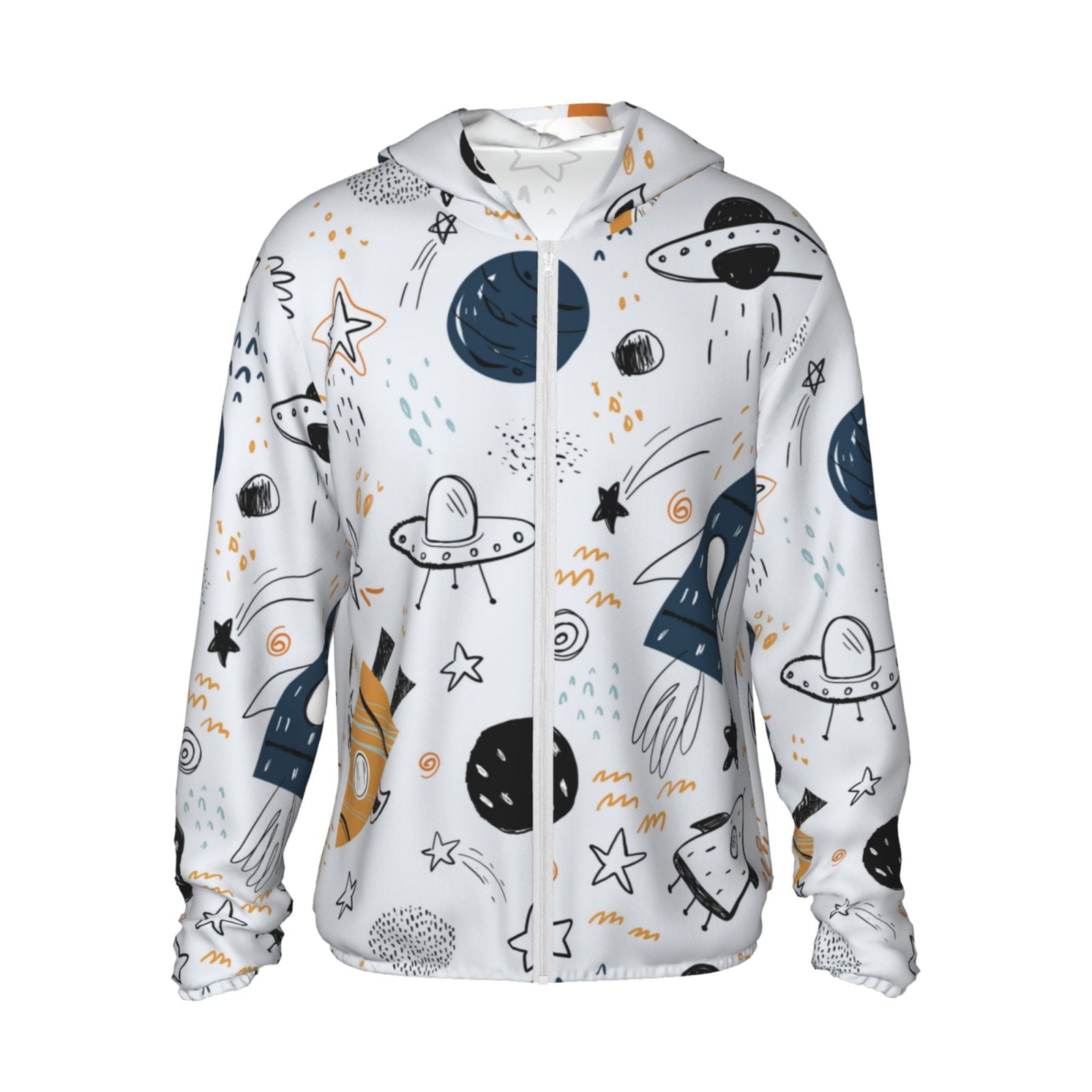 Fuzoiu Cartoon Planets Print Unisex Sun Protection Hoodie,UPF 50+ Light Jacket,Full Zip Sun ...