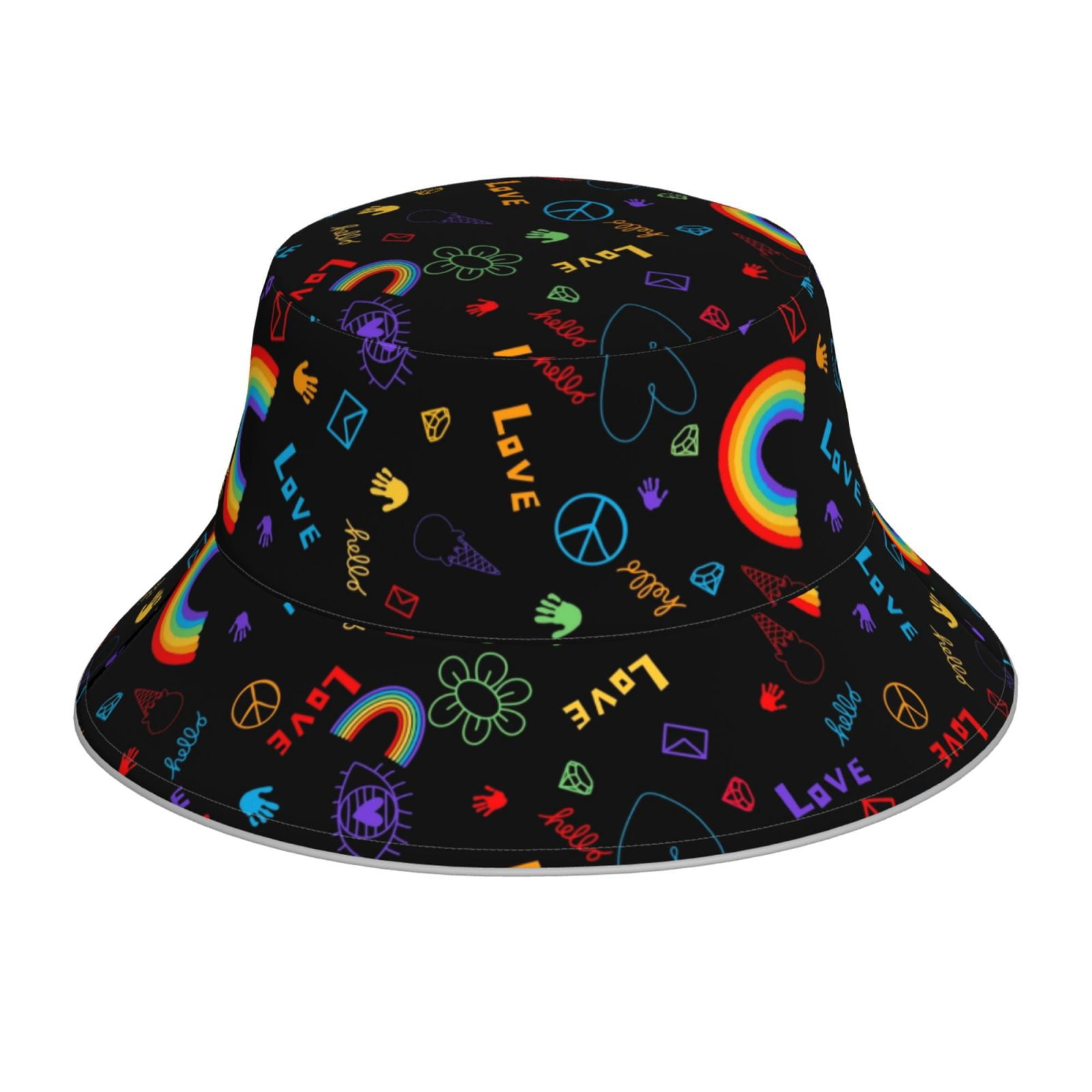 Fuzoiu Cartoon Pride Lgbt Print Reflective Bucket Hat,Outdoor Hat for Men and Women,Bucket Hat ...