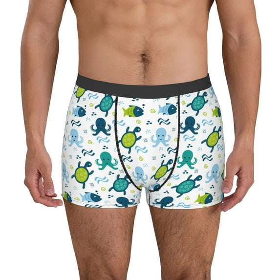 Fuzoiu Cartoon Sea Creatures Print Men's Ultra Breathable Underwear,No ...