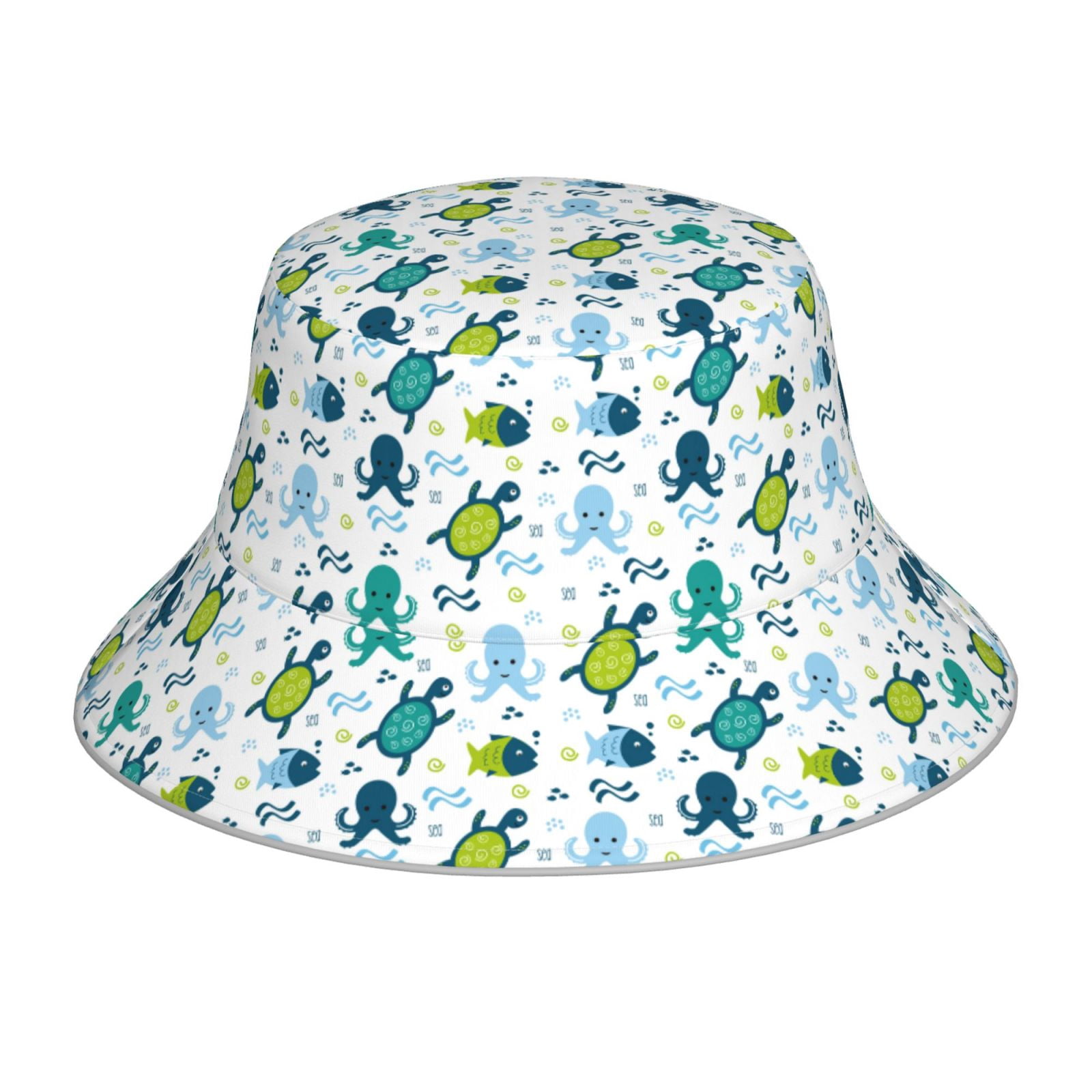 Fuzoiu Cartoon Sea Creatures Print Reflective Bucket Hat,Outdoor Hat ...