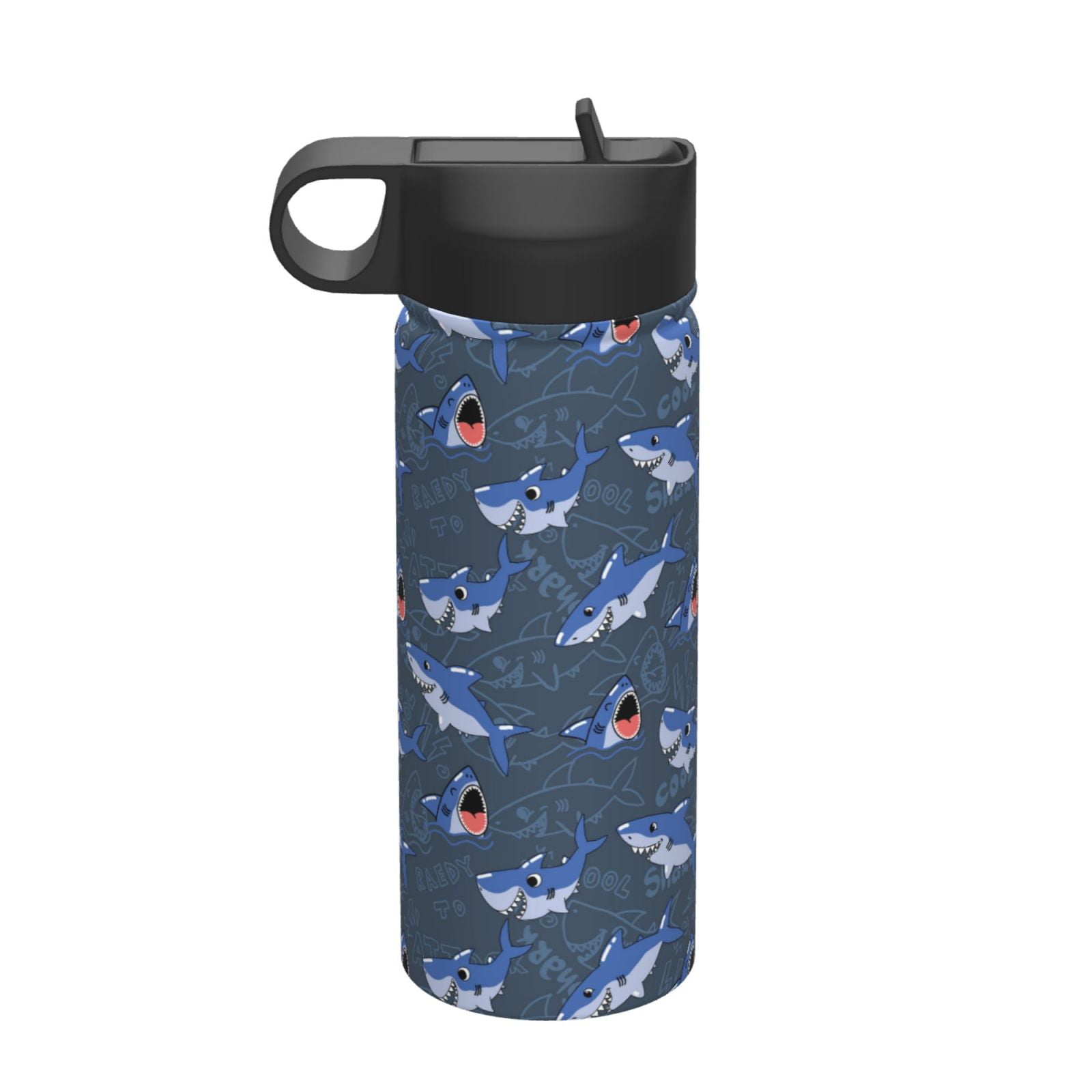 Fuzoiu Cartoon Shark Print 18oz Insulated Sports Kettle, Outdoor Sport ...