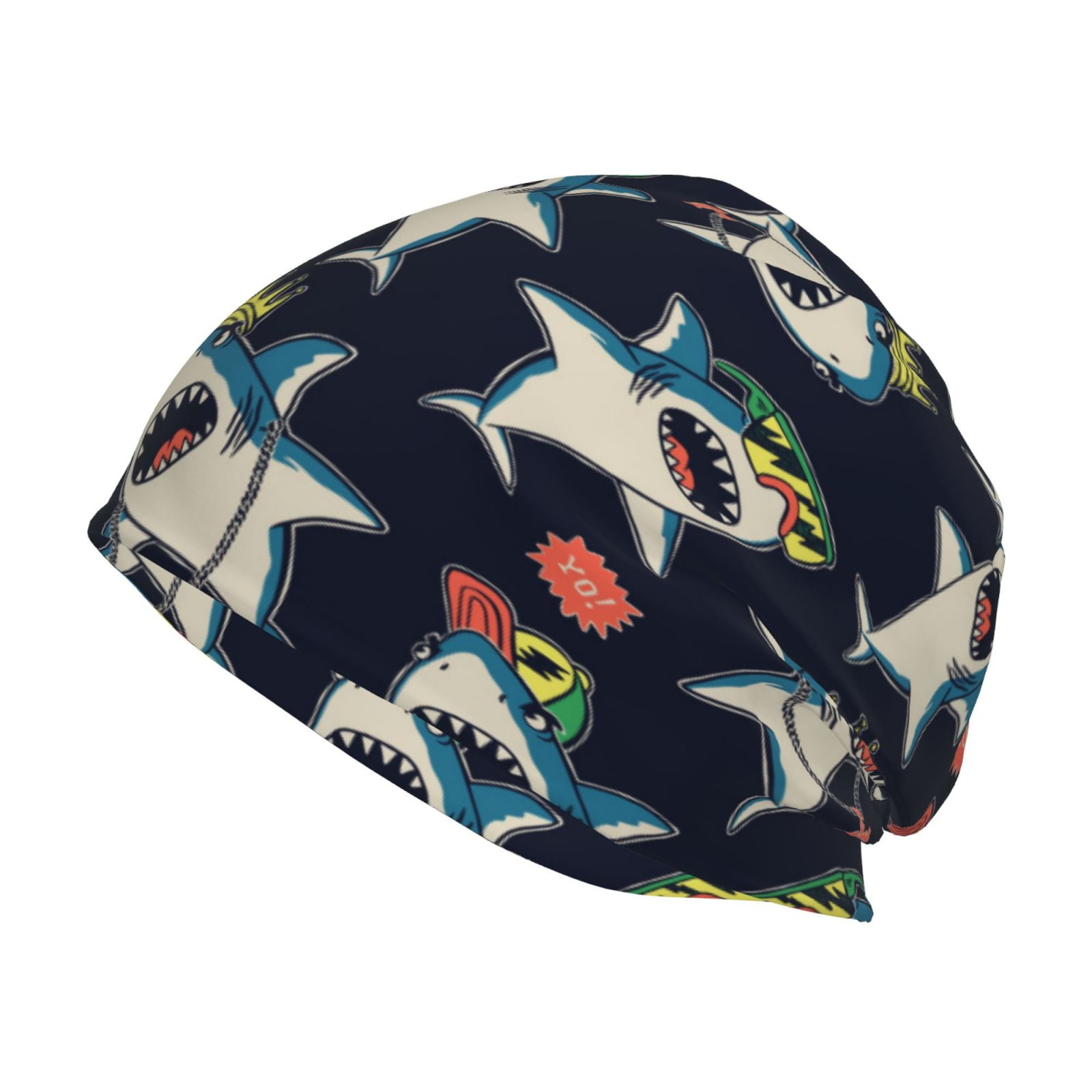 Fuzoiu Cartoon Sharks Print Winter Beanie Hat for Men & Women,Warm Knit ...