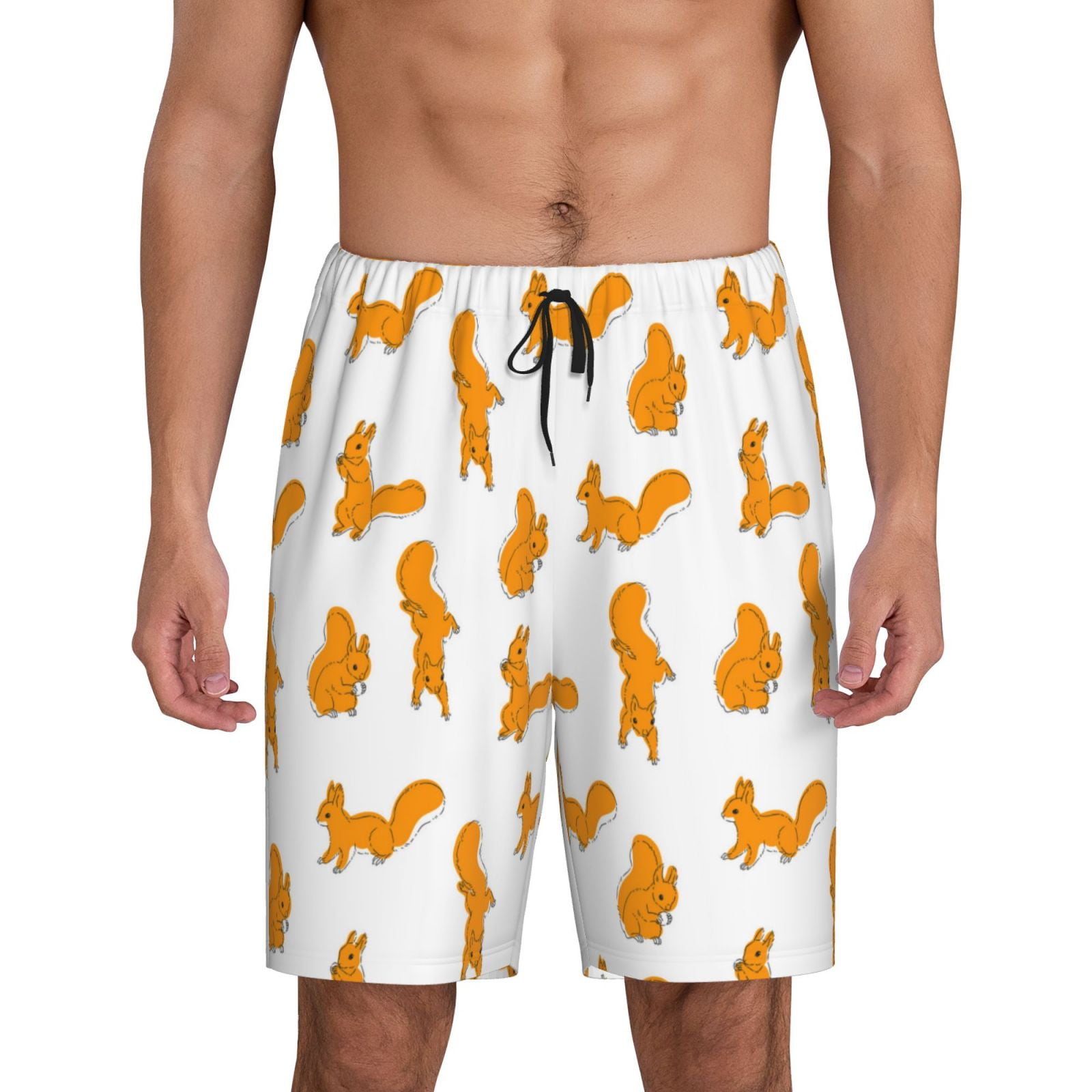 Fuzoiu Cartoon Squirrel Print Pajama Shorts for Men, Men's Pajama ...