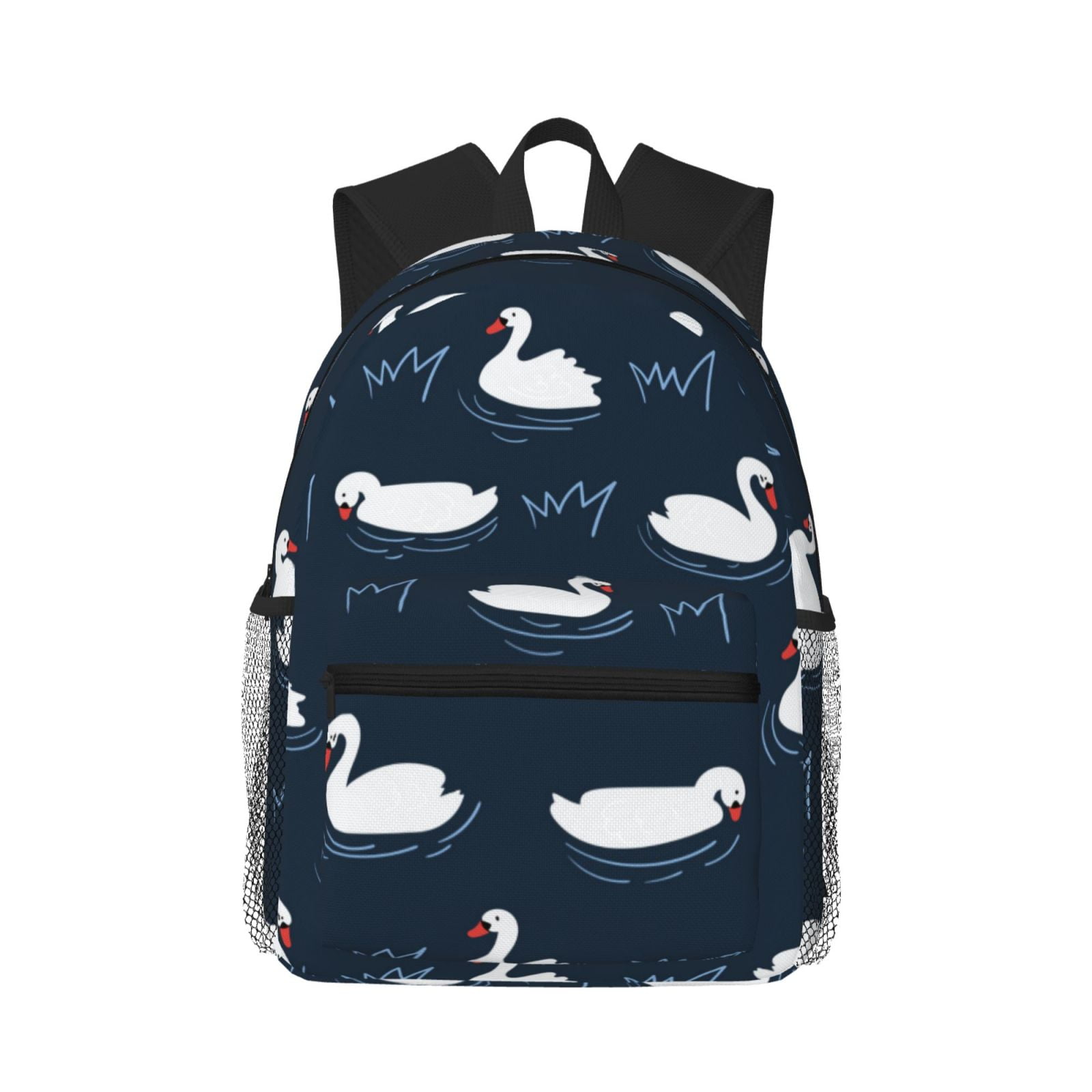 Fuzoiu Cartoon Swan Print School Backpack for Teens,Large Bookbag ...