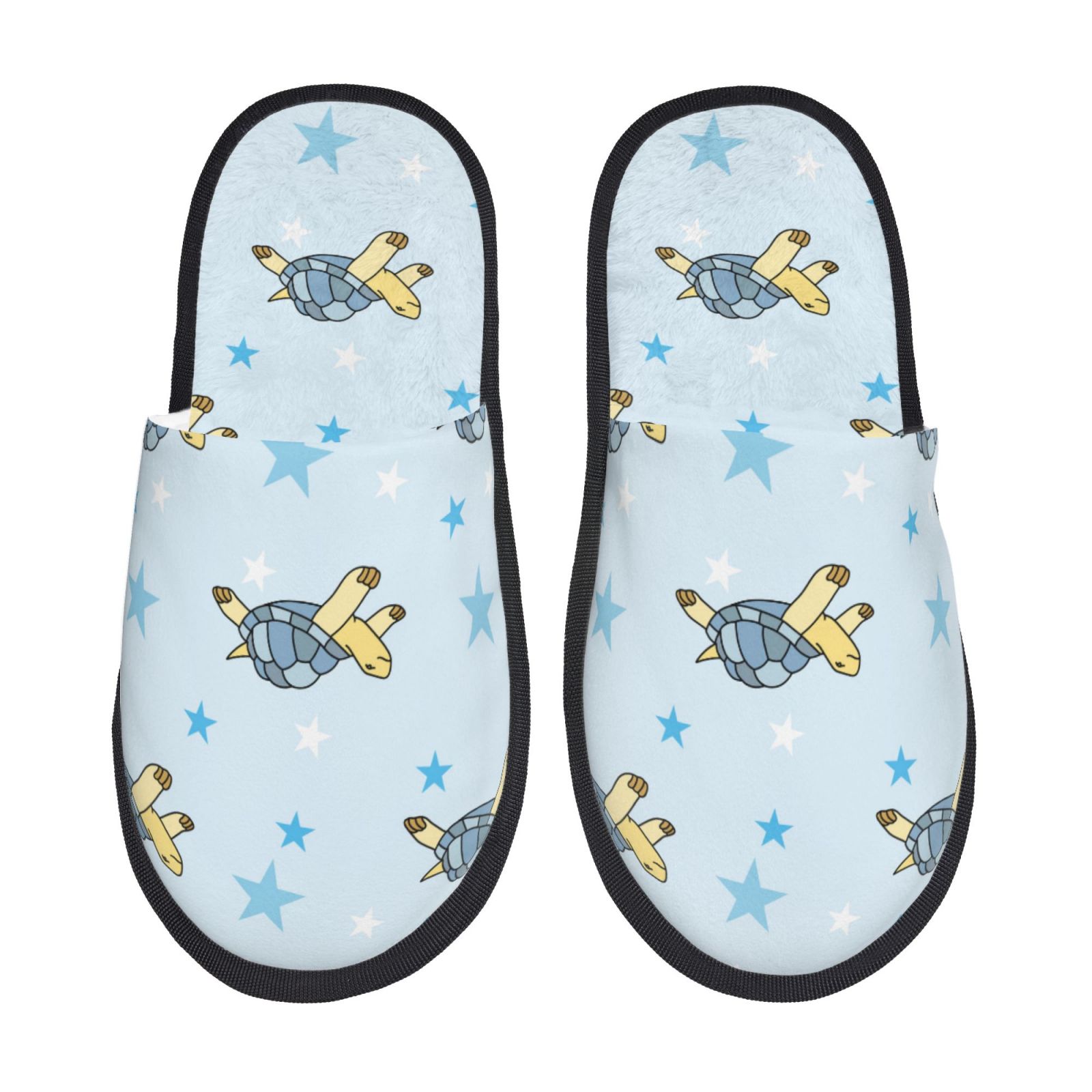 Fuzoiu Cartoon Turtle Print Unisex Furry Slippers,Plush Indoor Shoes ...