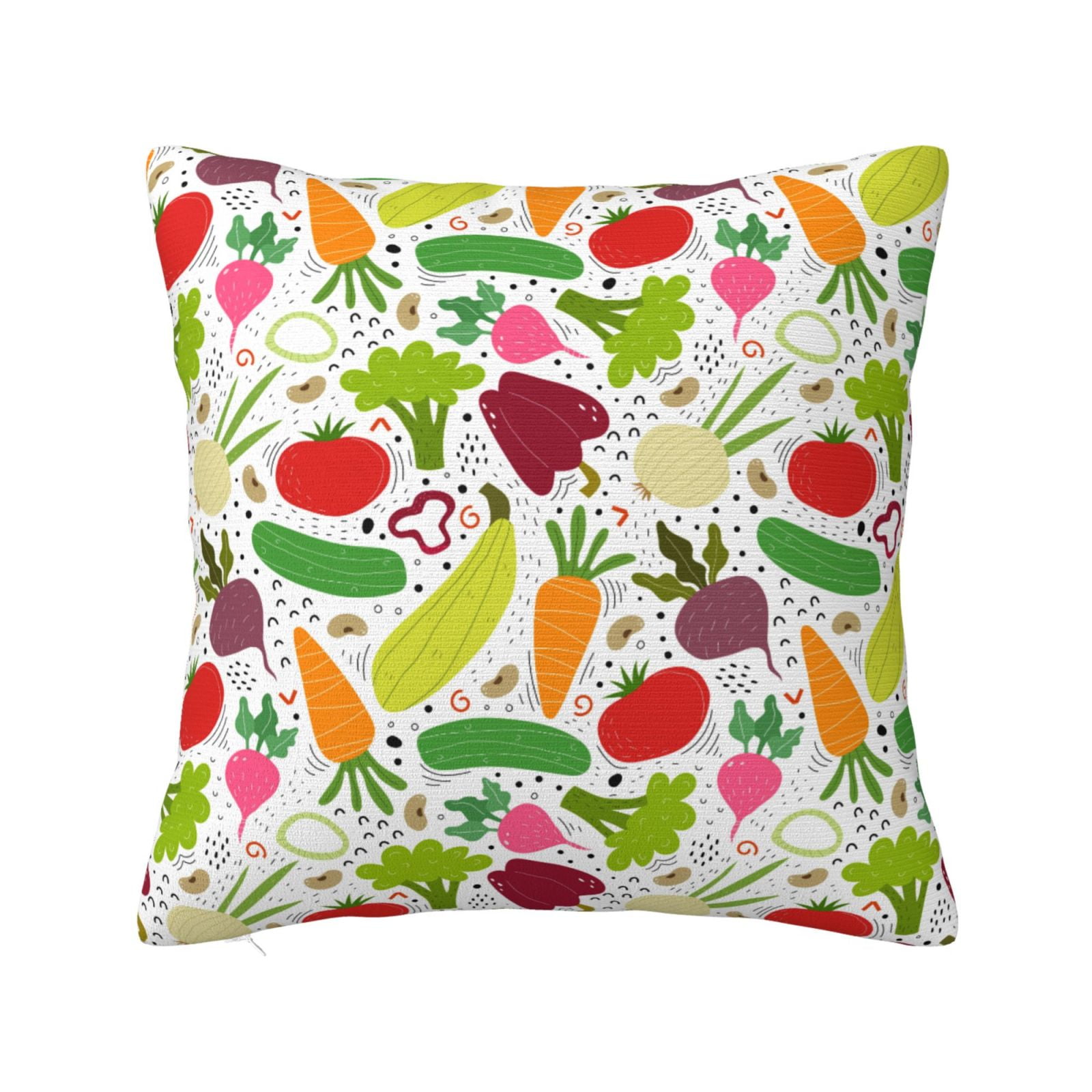 Fuzoiu Cartoon Vegetables Print Square Pillow Cover,Hidden Zipper ...
