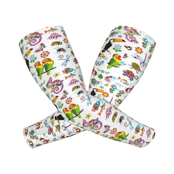 Fuzoiu Cartoon Wild Animals Print Cooling Sleeves for Sun Protection,UV ...
