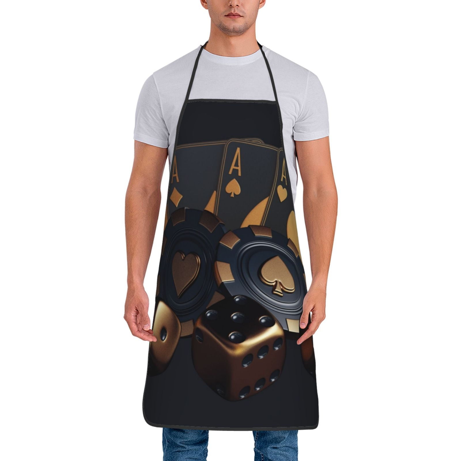 Fuzoiu Casino Cards Poker Print Waterproof Apron, Kitchen Apron for ...
