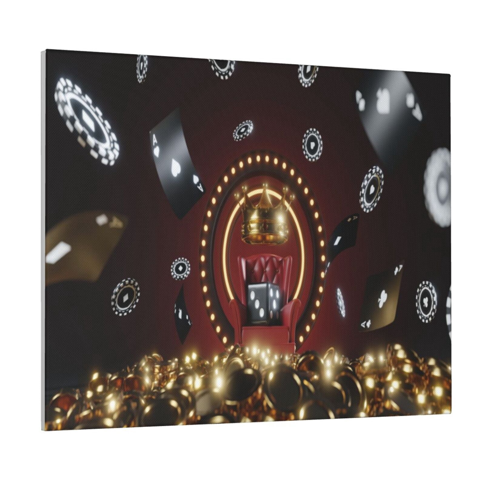 Fuzoiu Casino King And Playing Cards Print Canvas Wall Art for ...