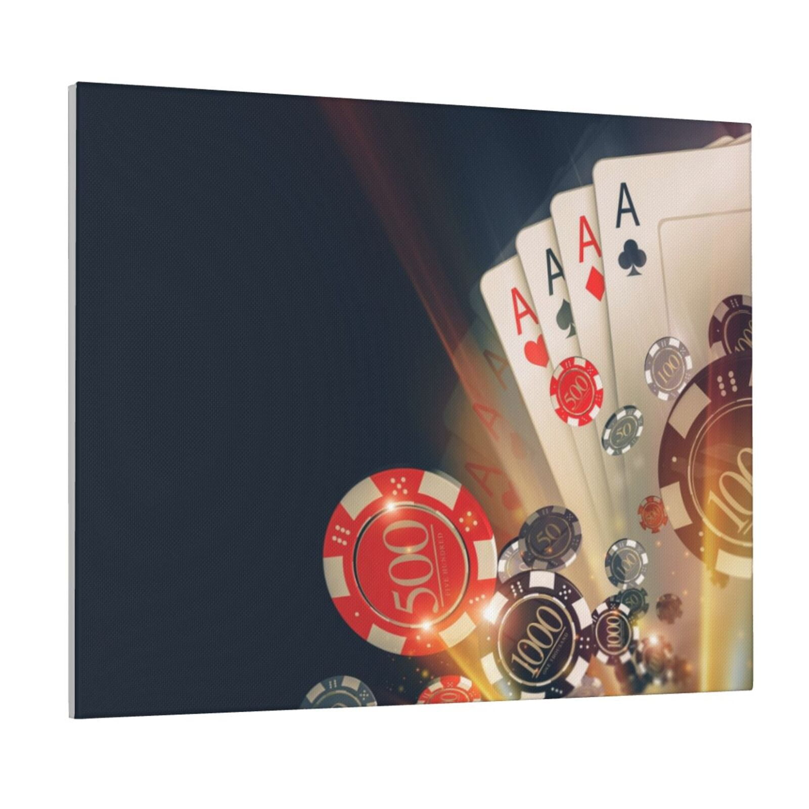 Fuzoiu Casino Poker Chips Print Canvas Wall Art for Bathrooms,Wall ...