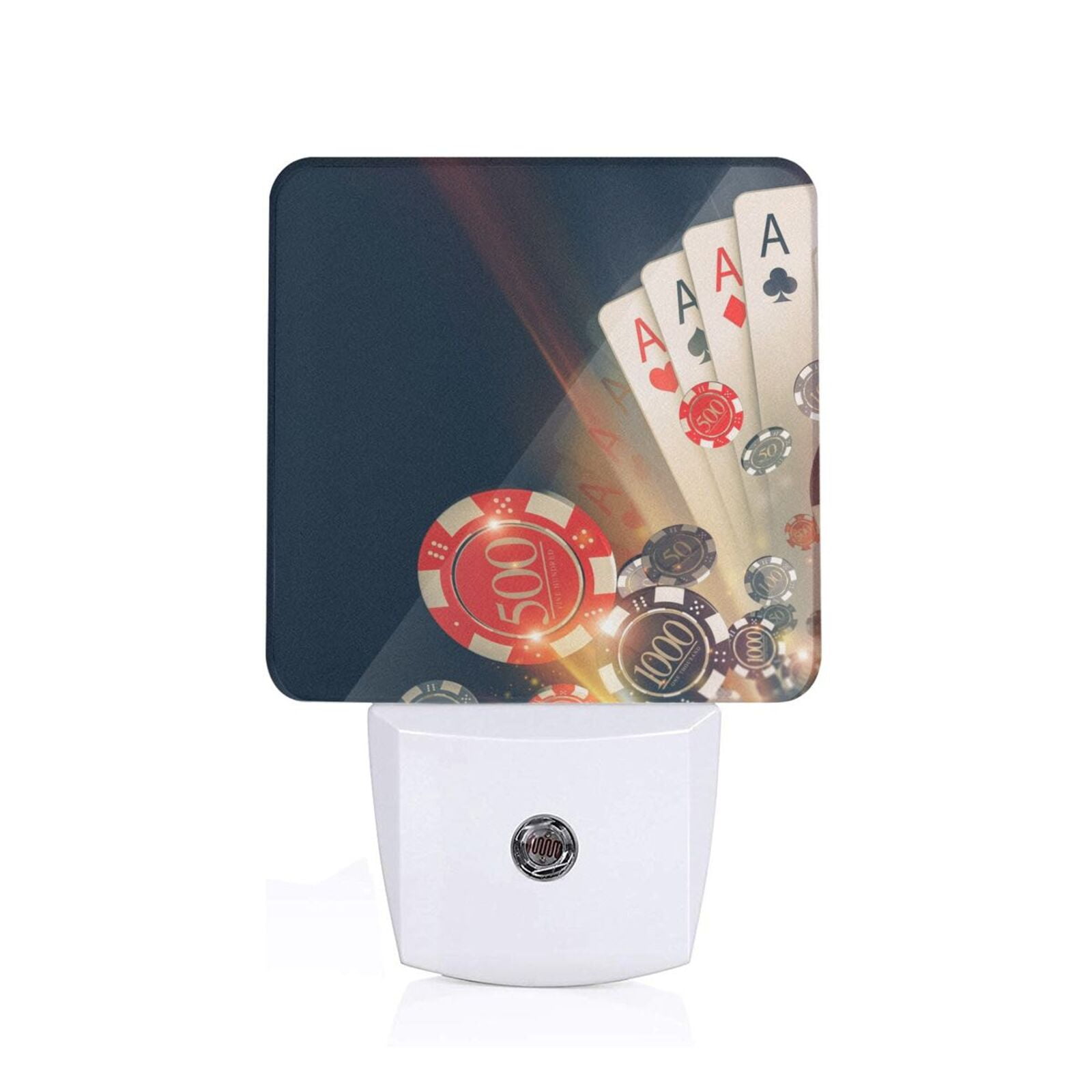 Fuzoiu Casino Poker Chips Print Dusk to Dawn LED Night Light with Light ...