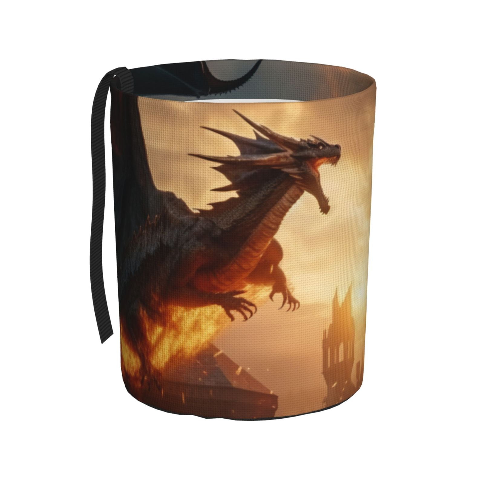 Fuzoiu Castle Cool Fire Dragon Print Car Trash Can,Leakproof Car Trash ...