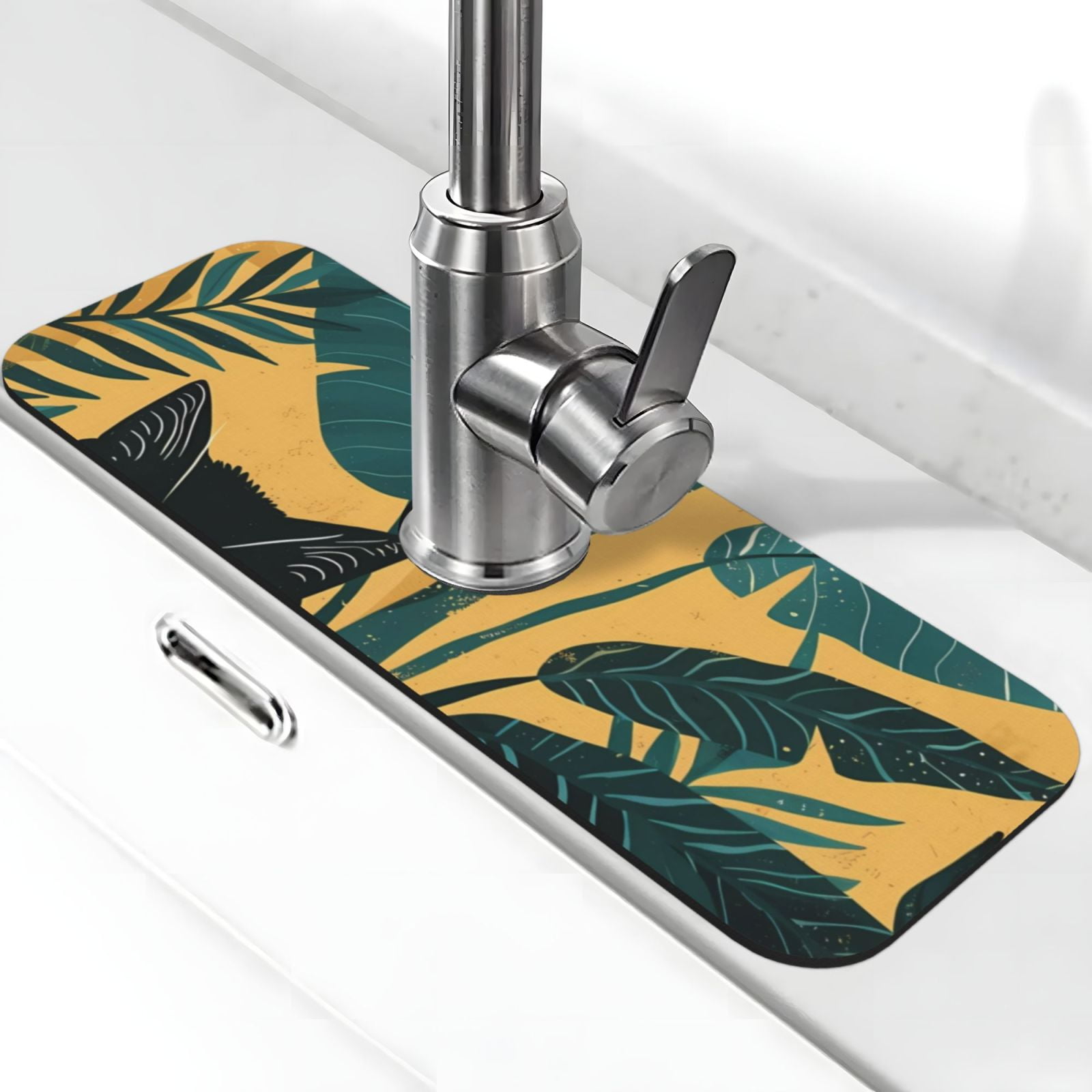 Fuzoiu Cat Hiding In Potted Plants Print Kitchen Faucet Suction Pad ...