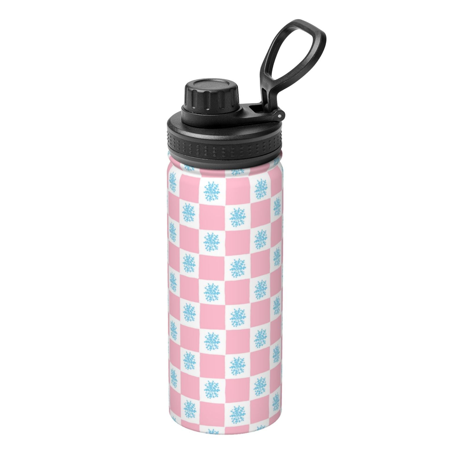 Fuzoiu Checkerboard With Snowflake Print 18oz Sports Insulated Kettle ...