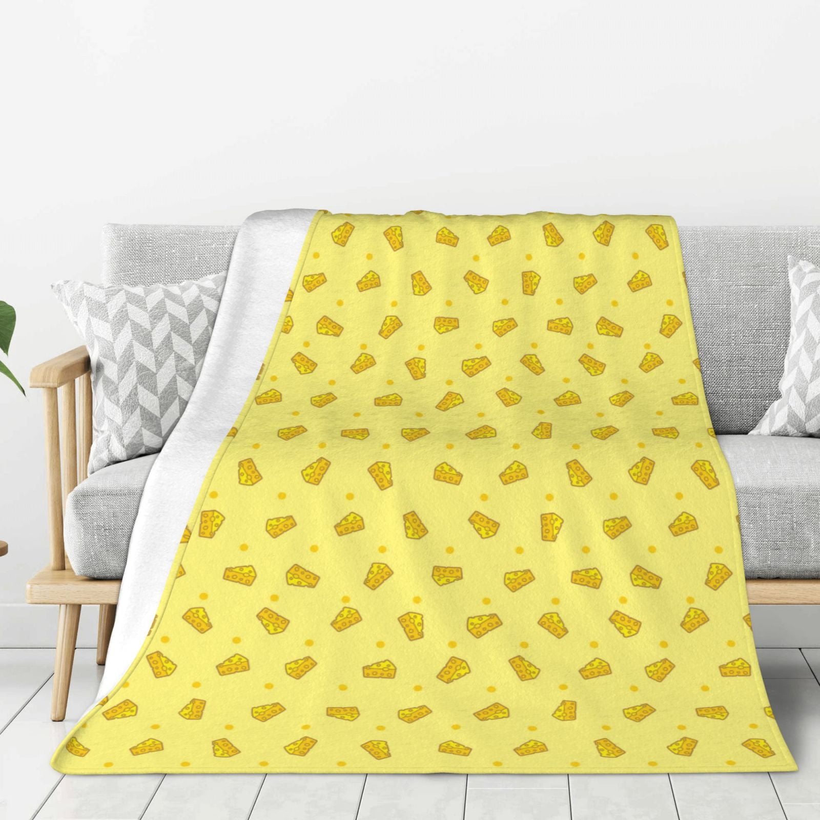 Fuzoiu Cheese 1 Print Flannel Throw Blanket,Light Weight Warm ...