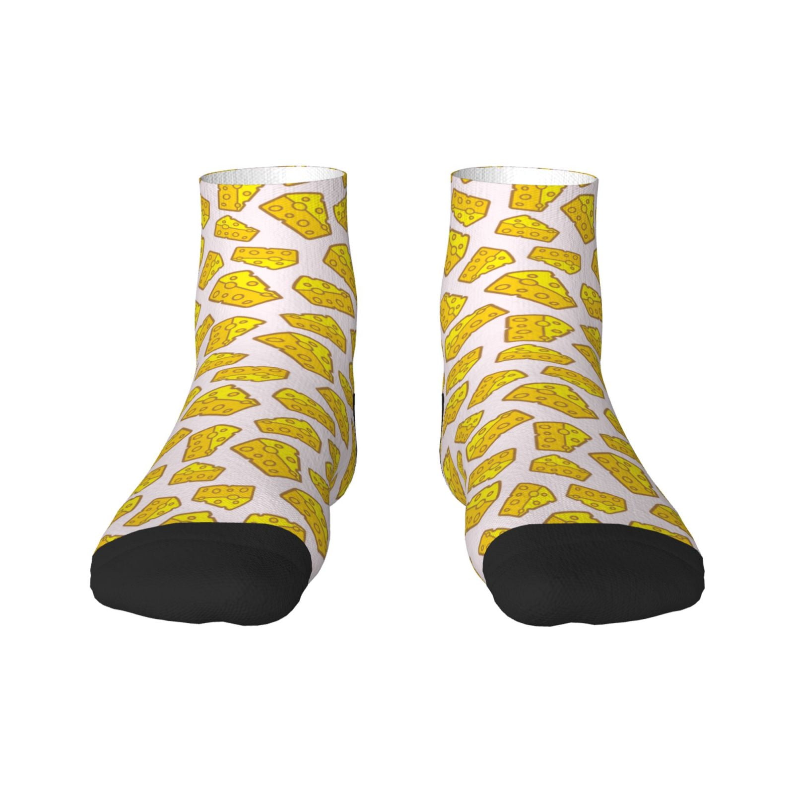 Fuzoiu Cheese Print Adult Socks, Crew Moisture-wicking Socks, Unisex ...