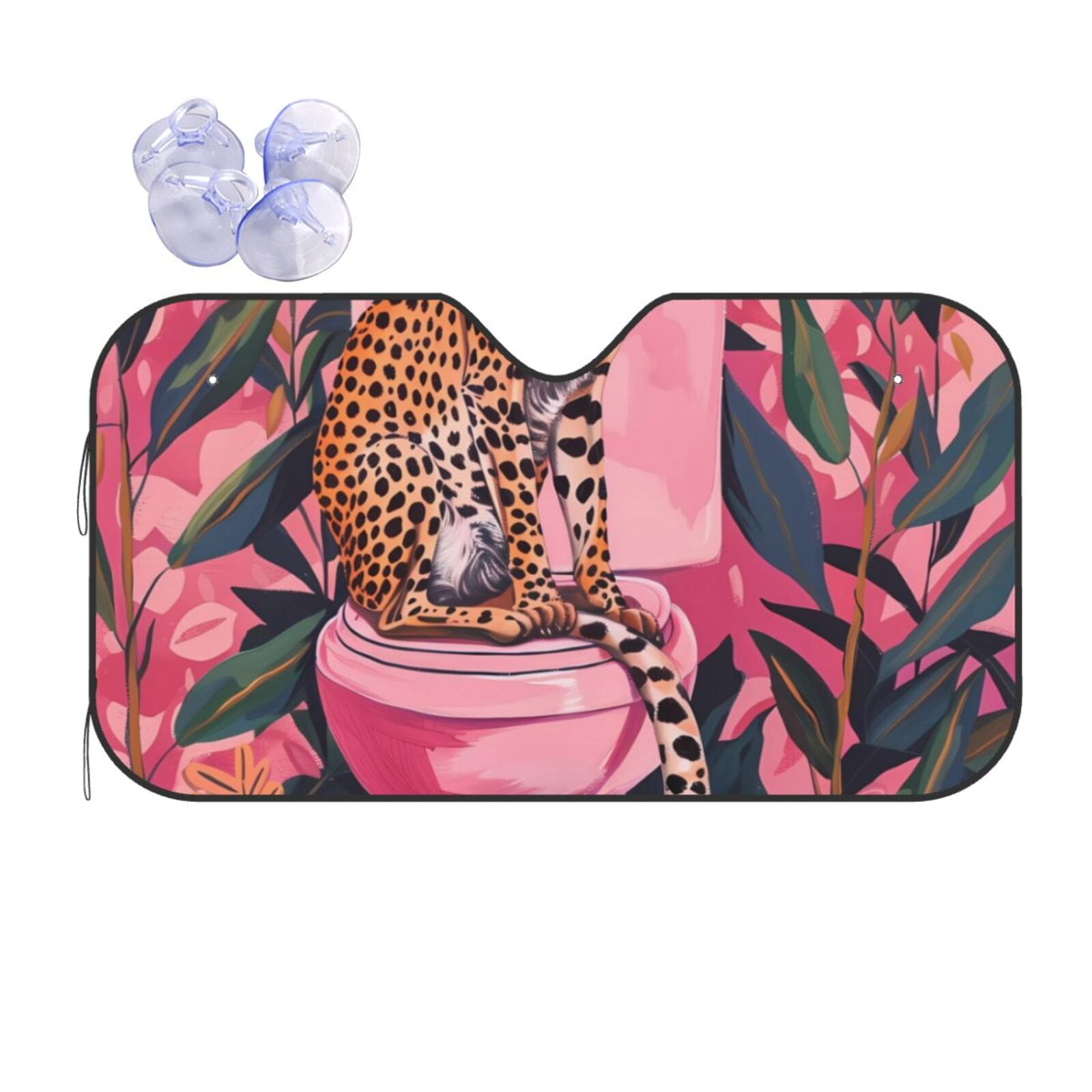 Fuzoiu Cheetah On Toilet Humor Art Print Car Windshield Sun Shade,Block ...