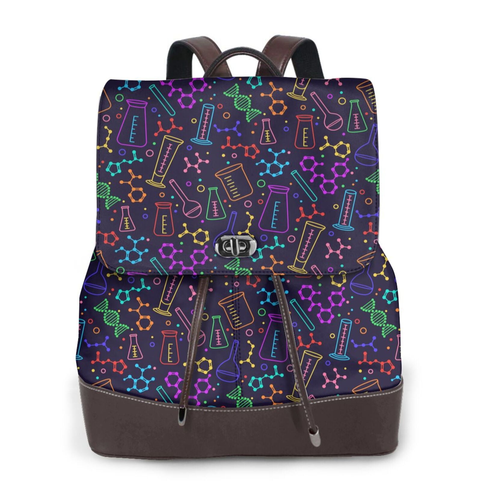 Fuzoiu Chemistry Science Print Women's Leather Backpack,Backpack in ...