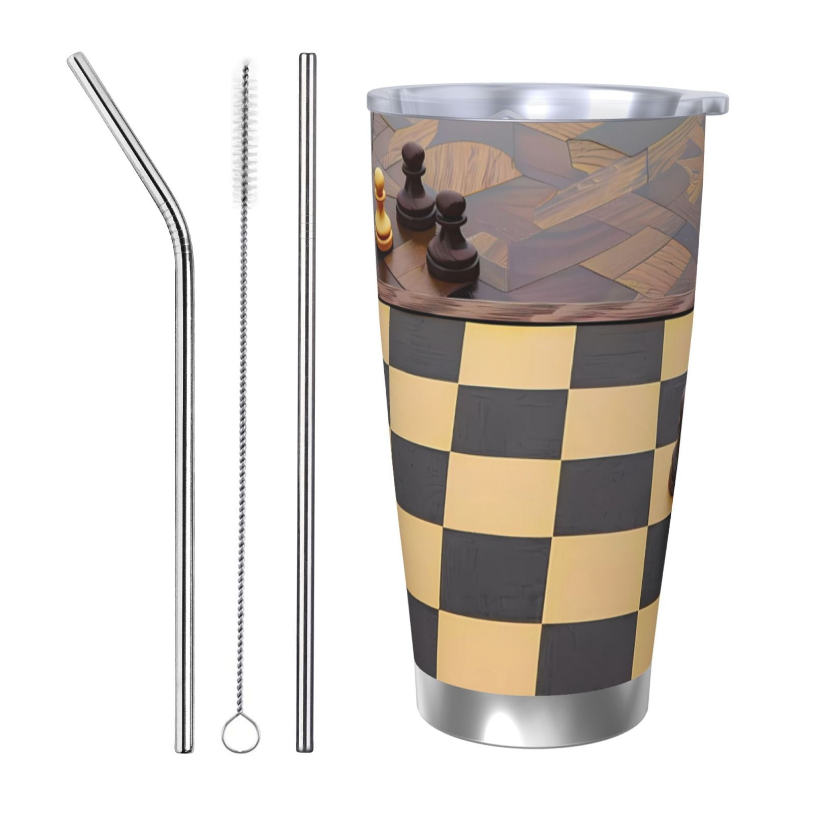 Fuzoiu Chess Board With Pawns Print 20oz Tumbler, Stainless Steel ...