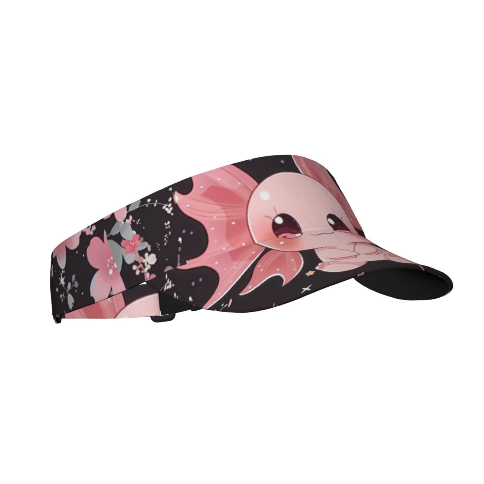 Fuzoiu Chibi Axolotl Sakura Fantasy Print Adult Sunscreen Visor Cap ...