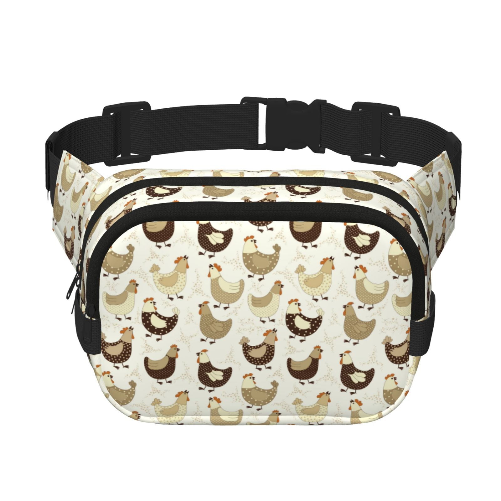 Fuzoiu Chicken Cartoon Print Unisex Square Double Layer Waist Bag ...