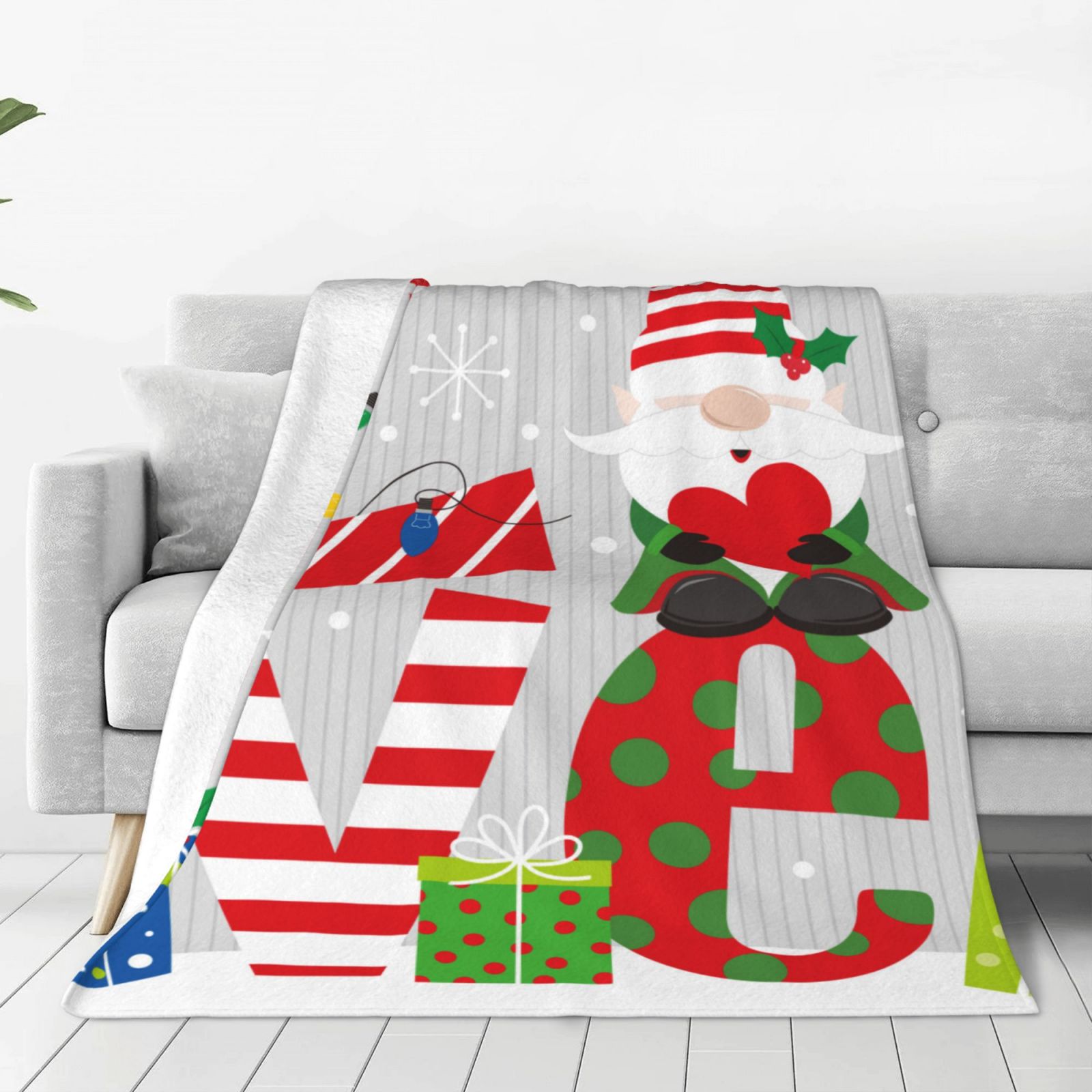 Fuzoiu Christmas Gnome With Love Print Ultra-Soft Micro Fleece Blanket ...