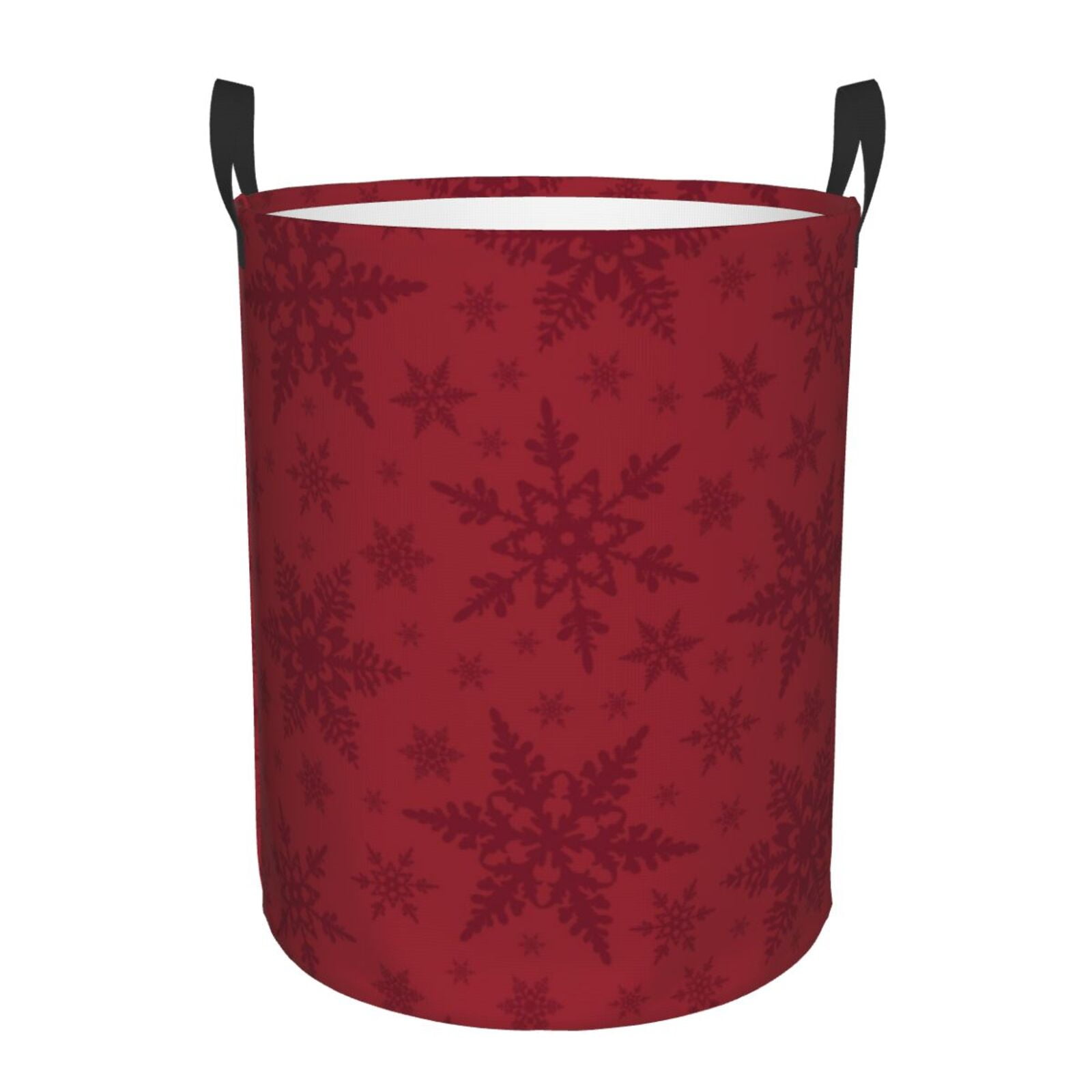 Fuzoiu Christmas Red Snowflakes Print Circular Hamper,Laundry Basket ...