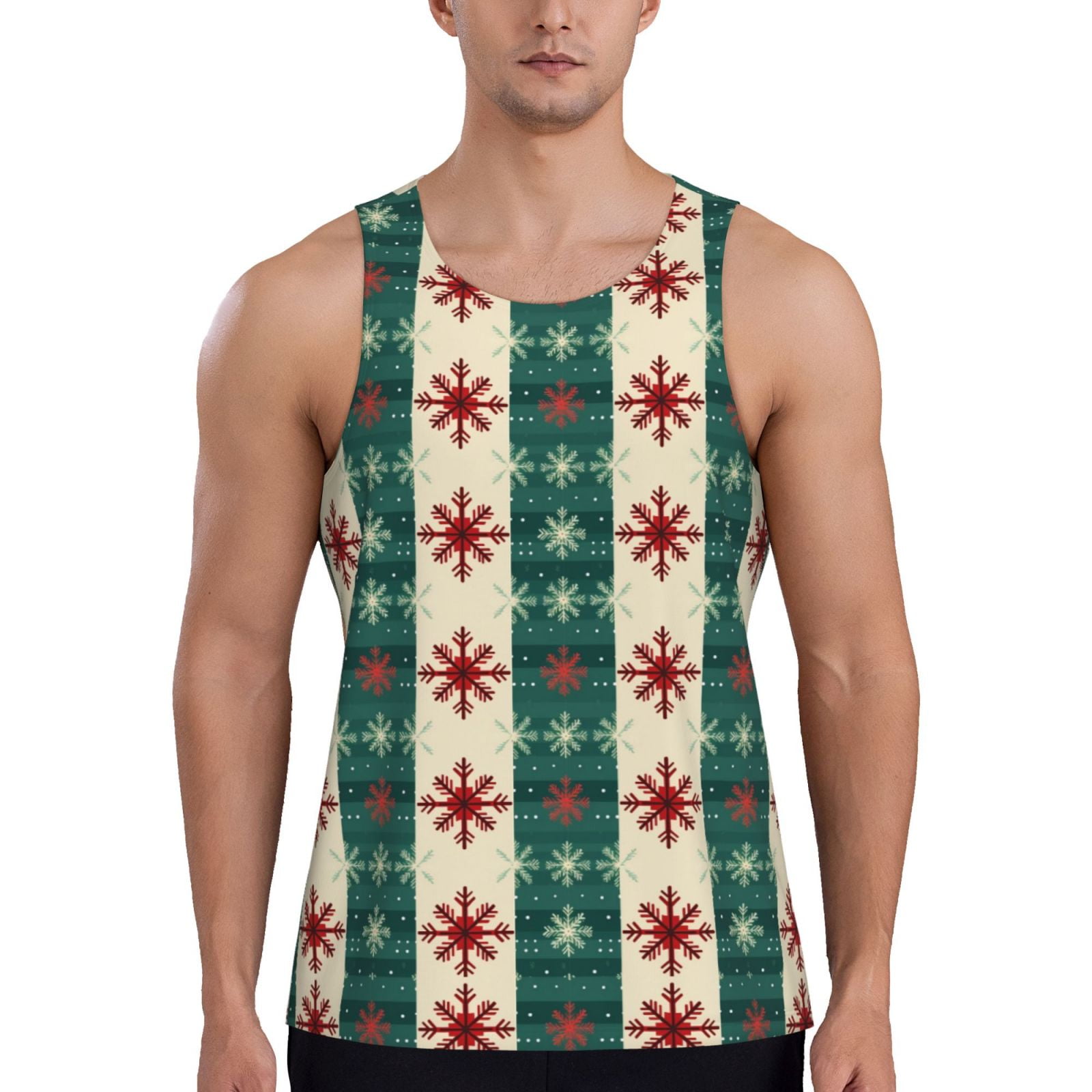 Fuzoiu Christmas Snowflakes Plaid Print Men's Workout Tank Tops ...