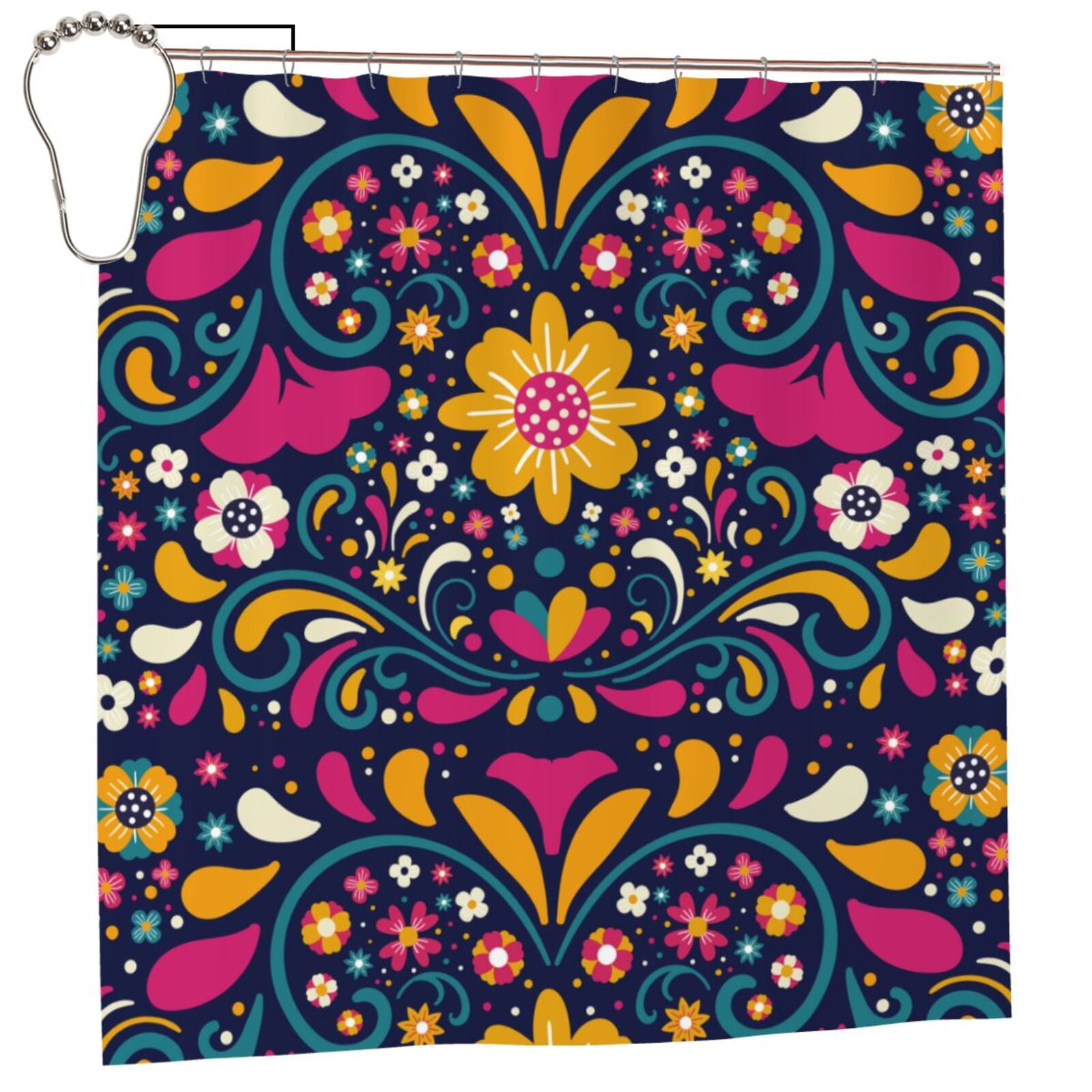 Fuzoiu Cinco De Mayo Floral Print Waterproof Shower Curtain 72x72in ...