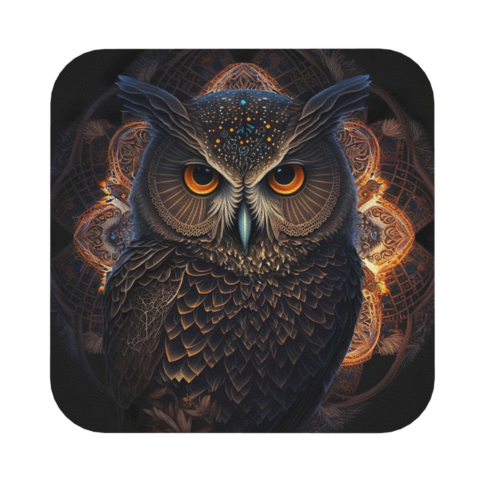 Fuzoiu Classical Style Brown Owl Print Leather Coasters Set,Drink ...