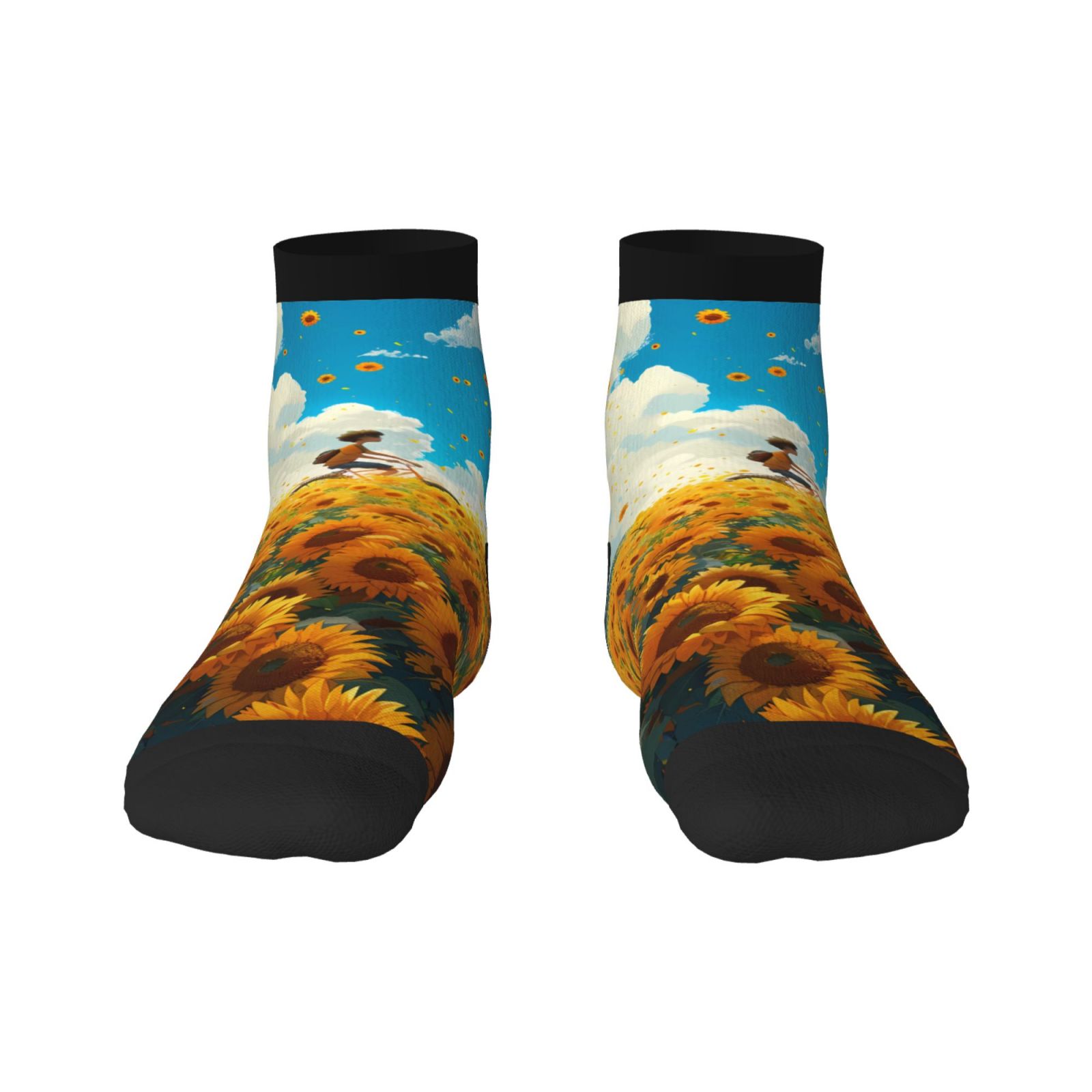 Fuzoiu Clear Sky Sunflower Print Adult Socks, Crew Moisture-wicking ...