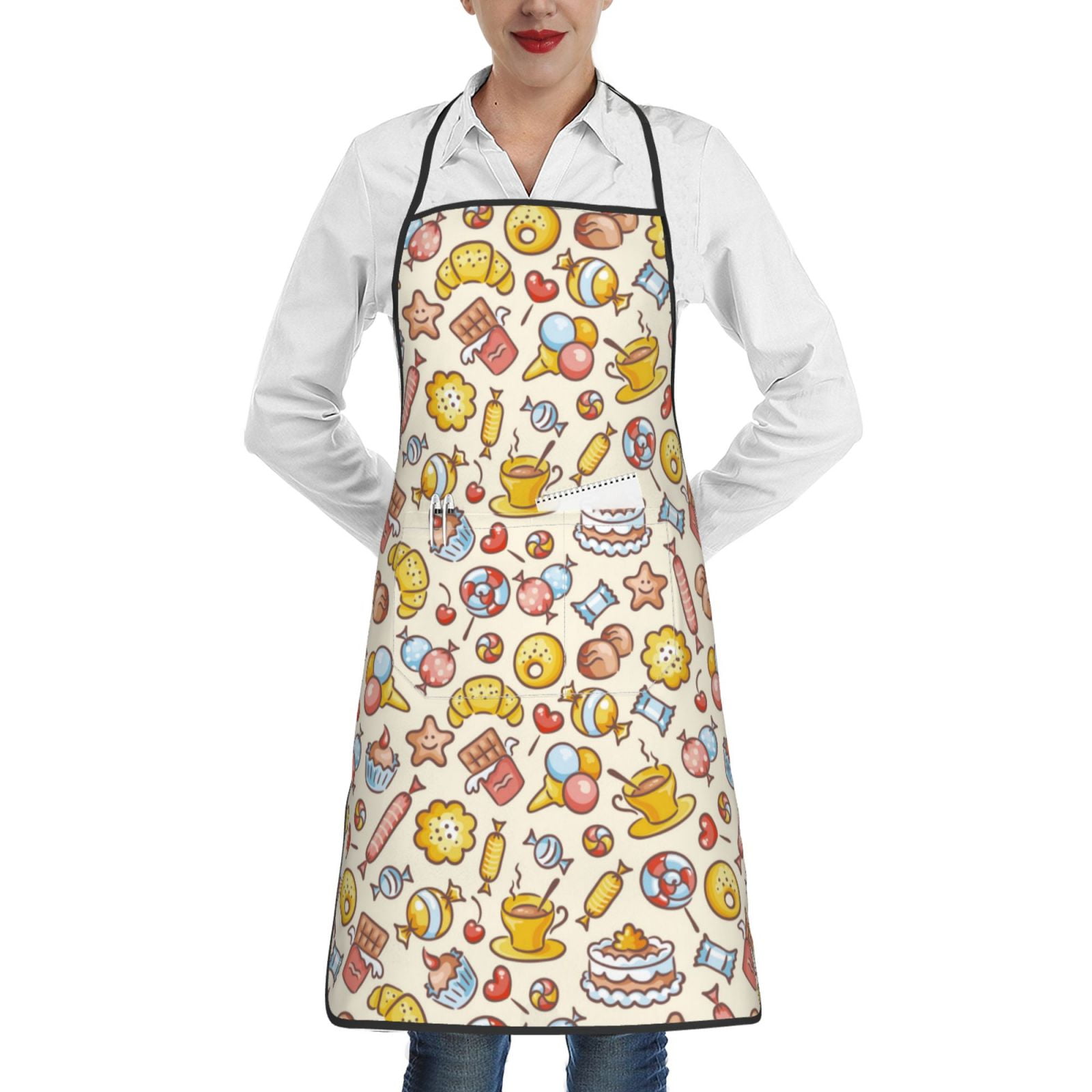 Fuzoiu Coffee Donuts Print Kitchen Cooking Aprons,Kitchen Cooking BBQ ...