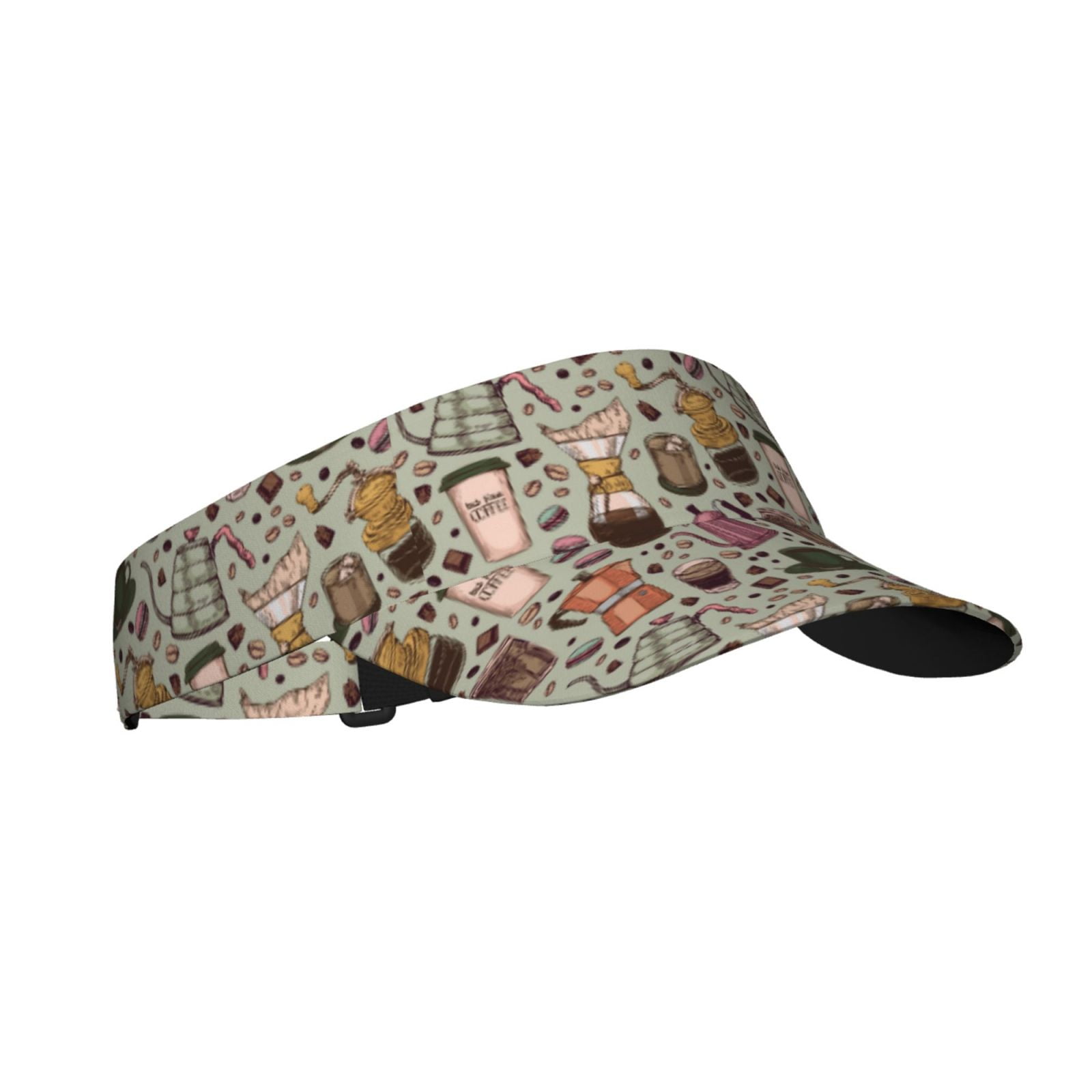 Fuzoiu Coffee pots cup Print Adult Sunscreen Visor Cap,Adjustable Summer Cap for Men Women ...