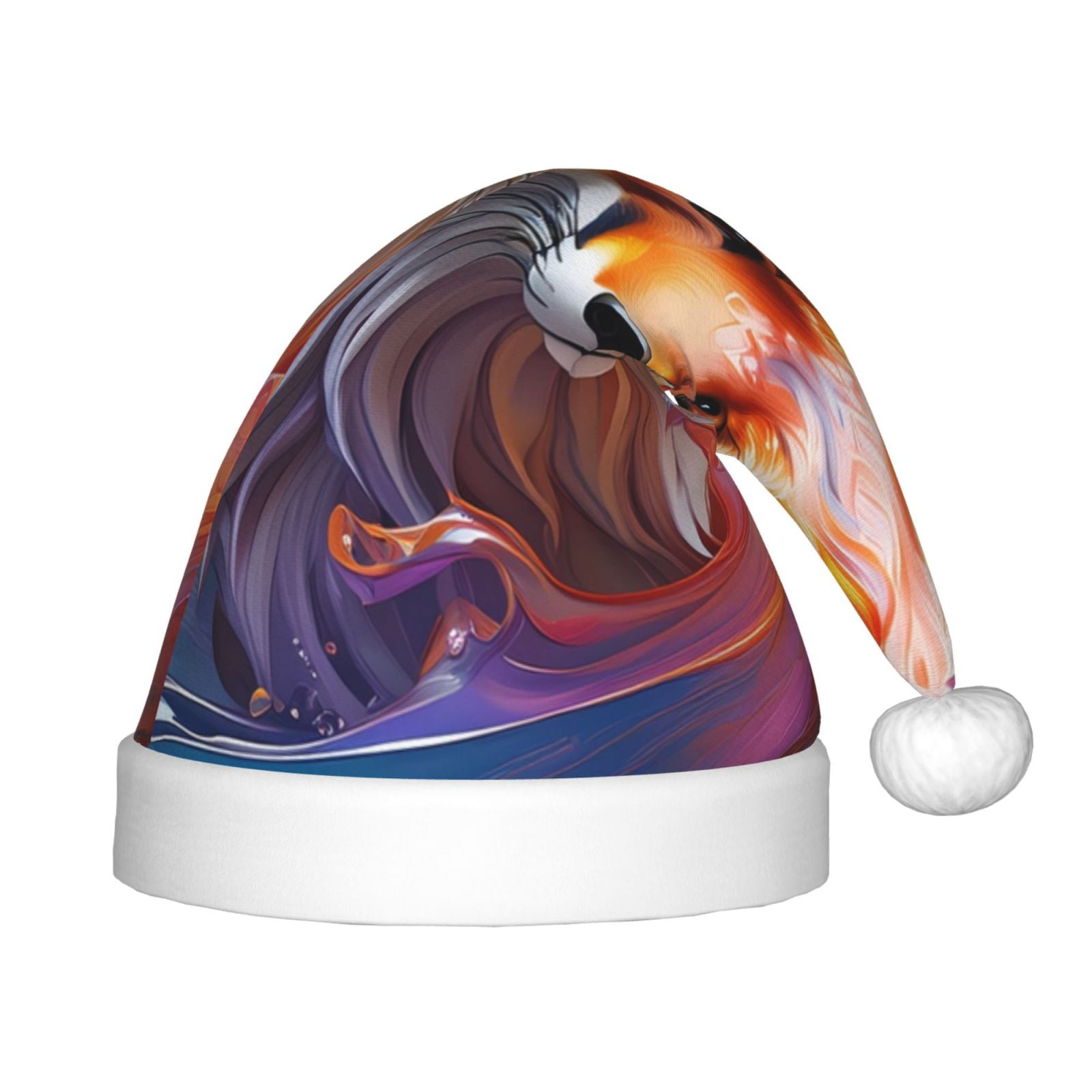Fuzoiu Color Splash Fox Portrait Print Santa Hat Christmas Hat for kids ...