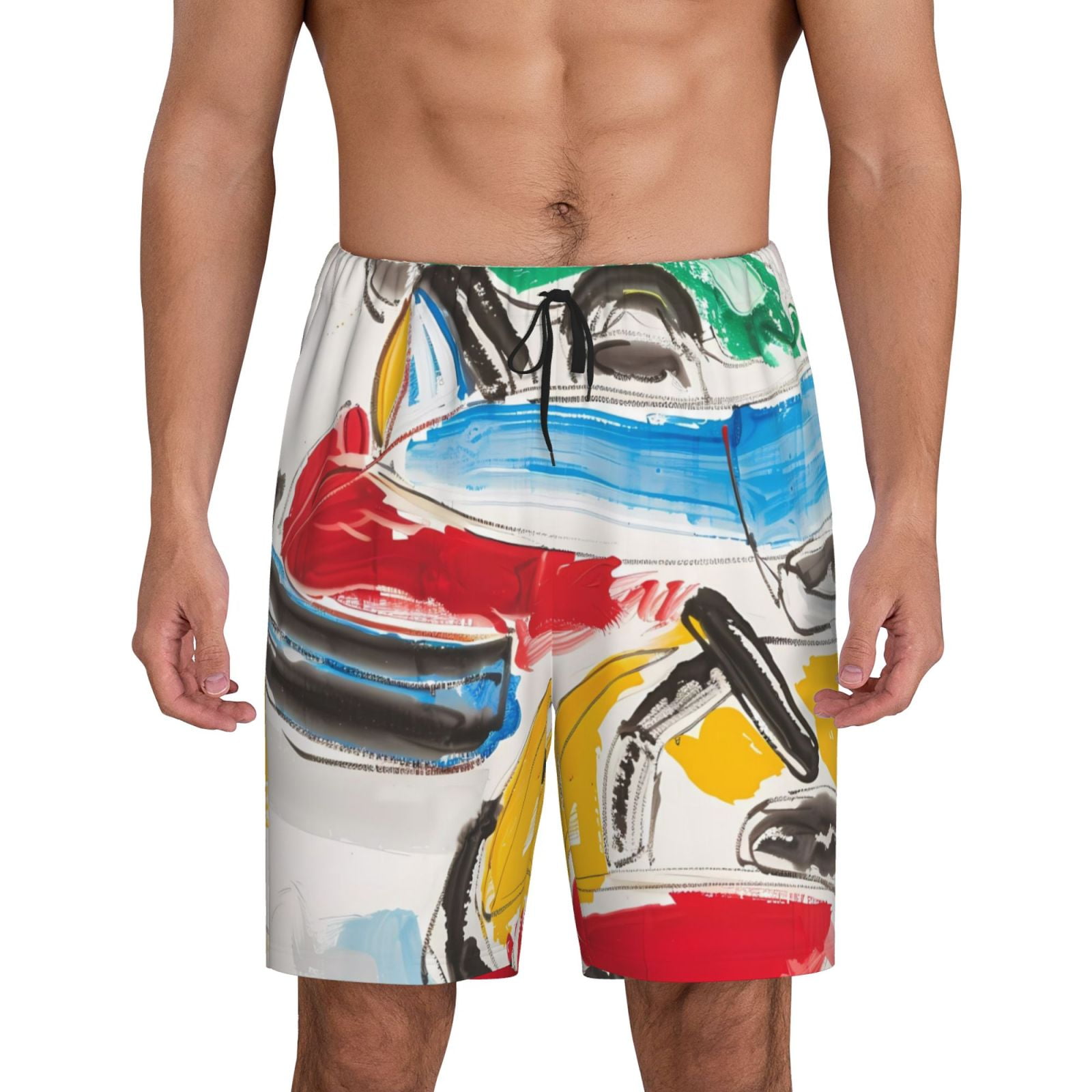 Fuzoiu Colorful Abstract Bumper Cars Print Pajama Shorts for Men, Men's ...