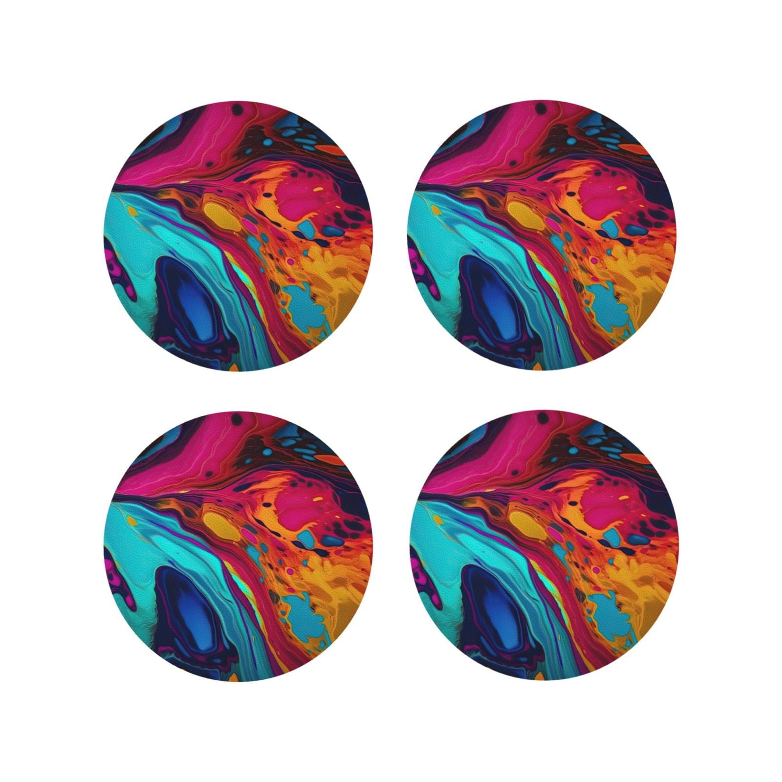 Fuzoiu Colorful Abstract Swirls Print Leather Coasters Set,Drink ...