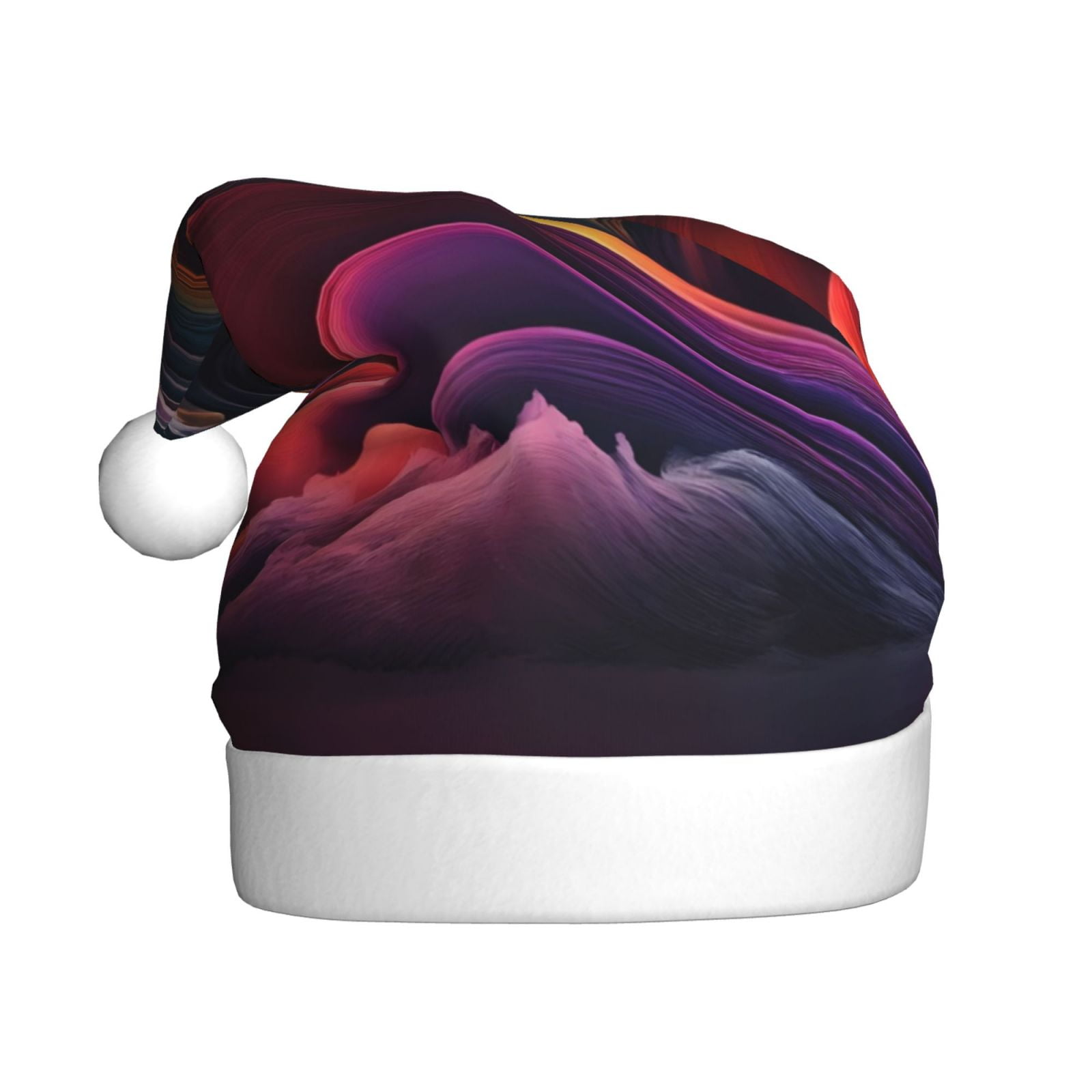 Fuzoiu Colorful Abstract Wave Motion Print Santa Hat Christmas Hat for ...