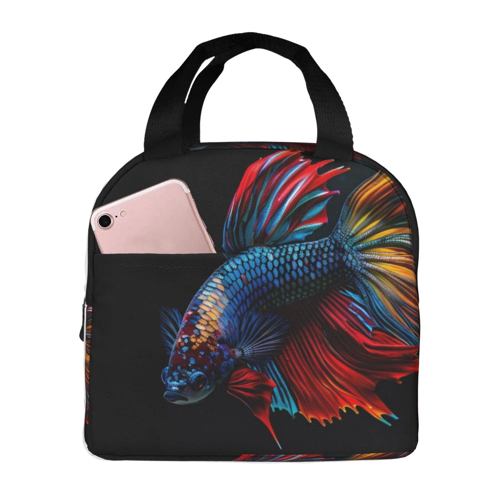 Fuzoiu Colorful Betta Fish Print Lunch Bag for Women & Men,Adult ...