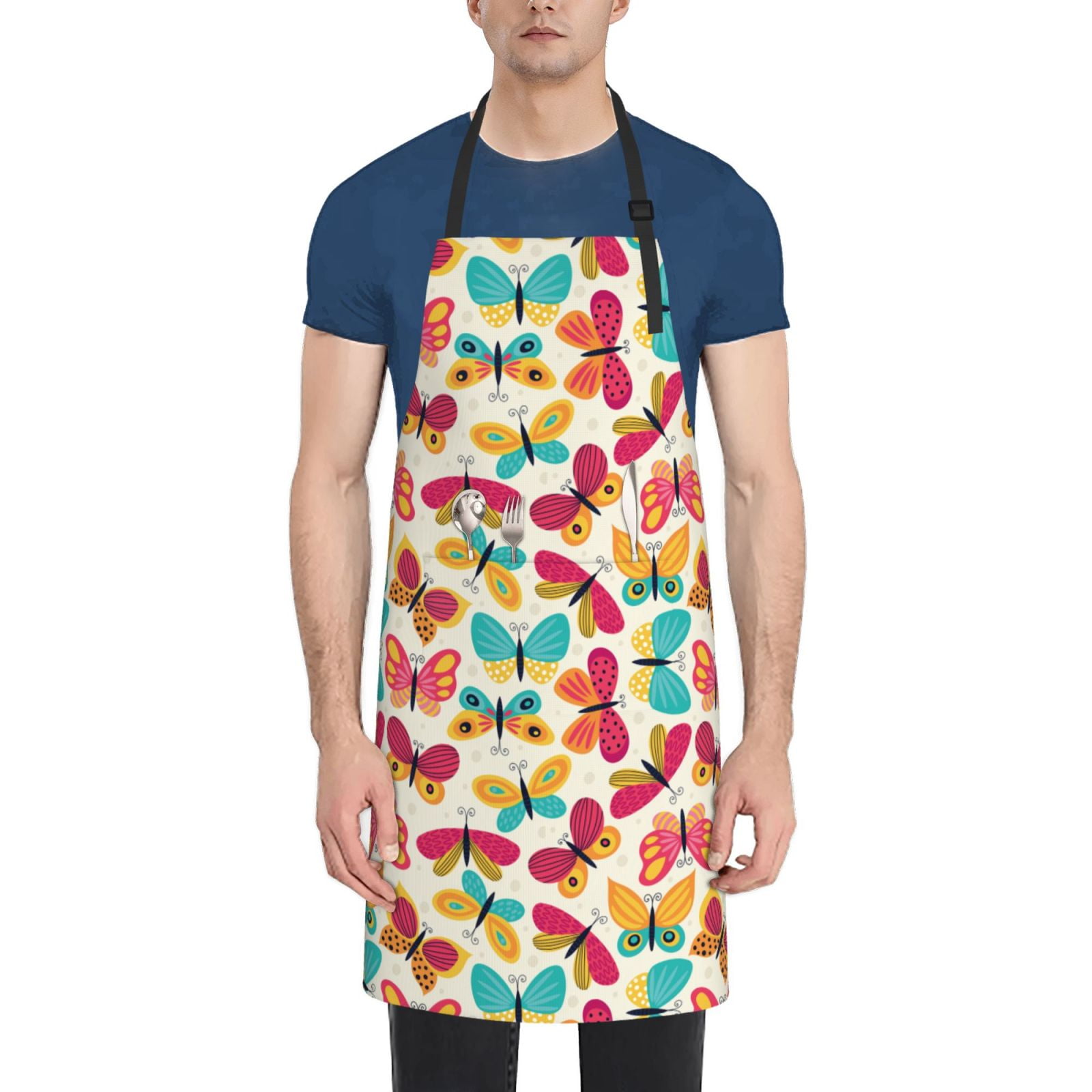 Fuzoiu Colorful Butterflies Print Adjustable Waterproof Apron with ...
