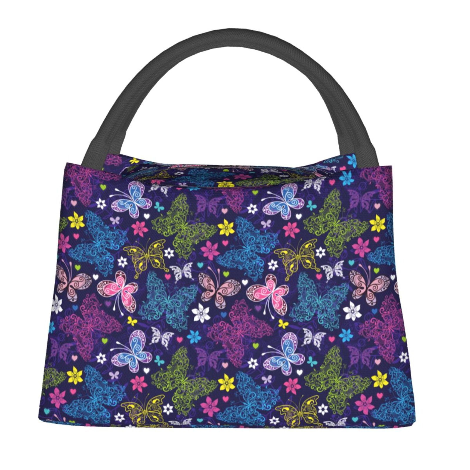 Fuzoiu Colorful Butterflies Print Portable Insulation Lunch Bag,Large ...