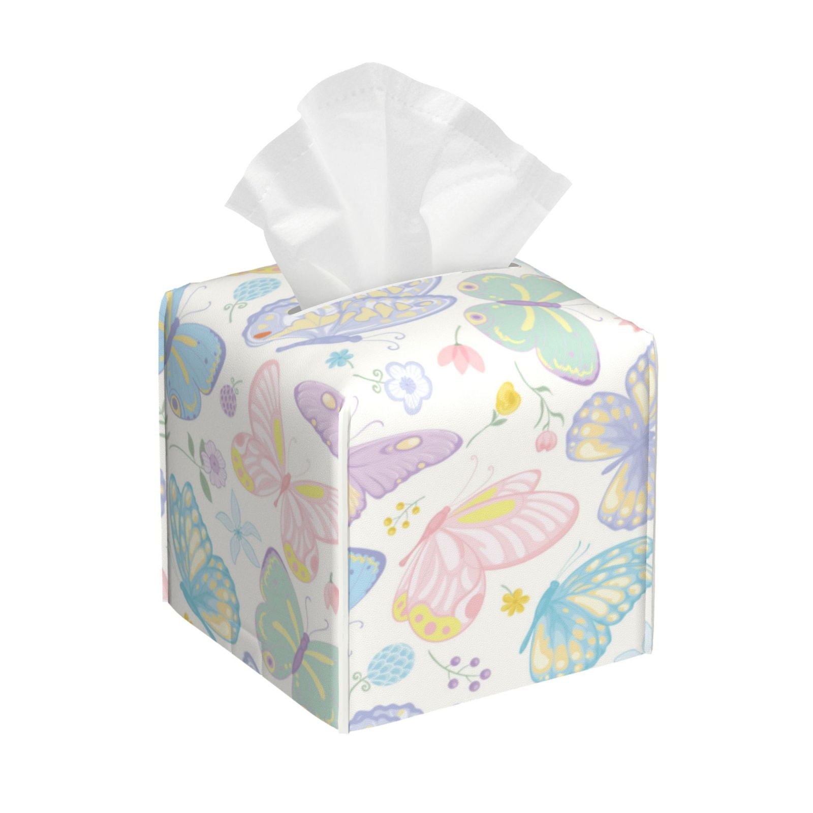 Fuzoiu Colorful Butterfly Print Tissue Box Cover Holder, Square Leather ...