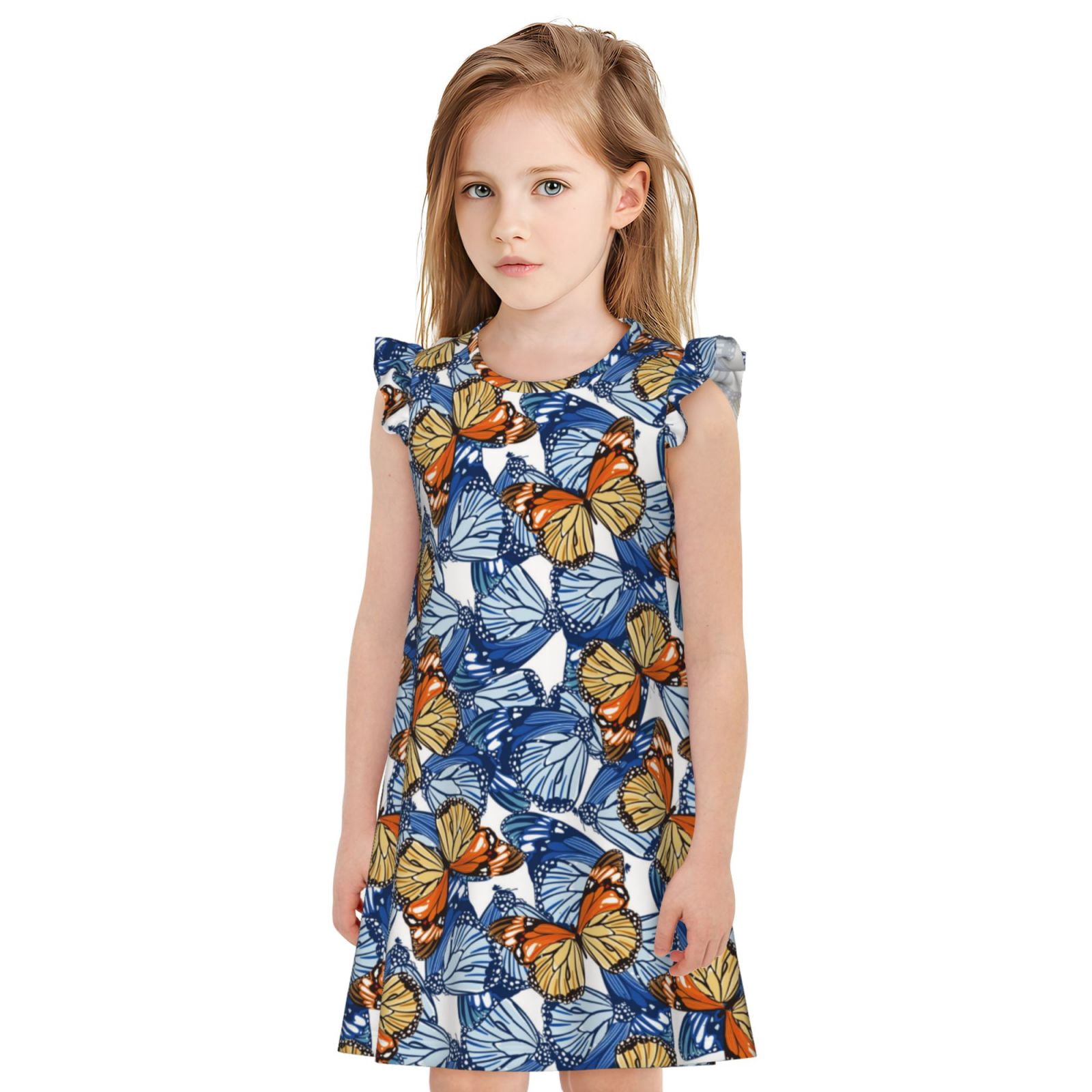 Fuzoiu Colorful Butterfly1 Print Girls' Nightgowns Pajamas Dress,Girls ...